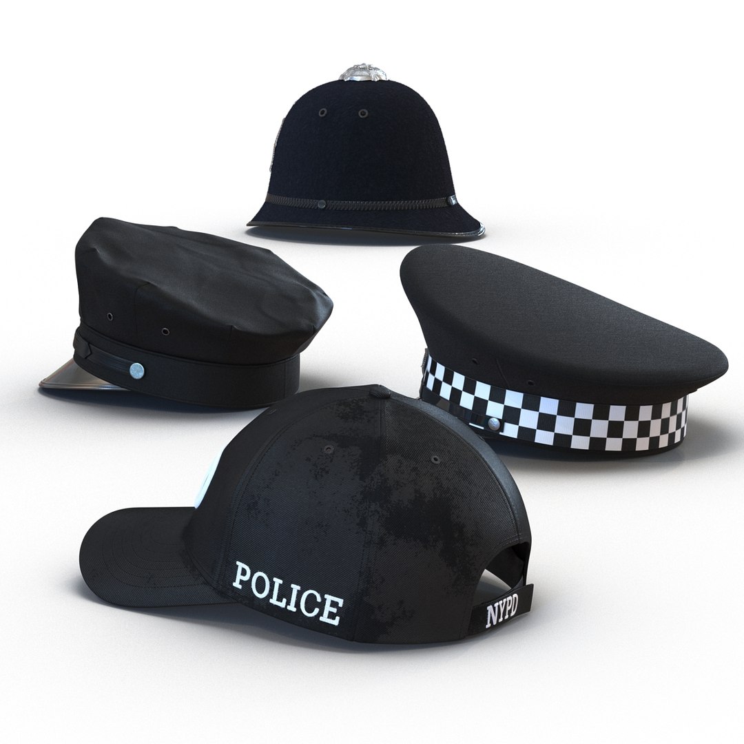 police hats 2 3d model