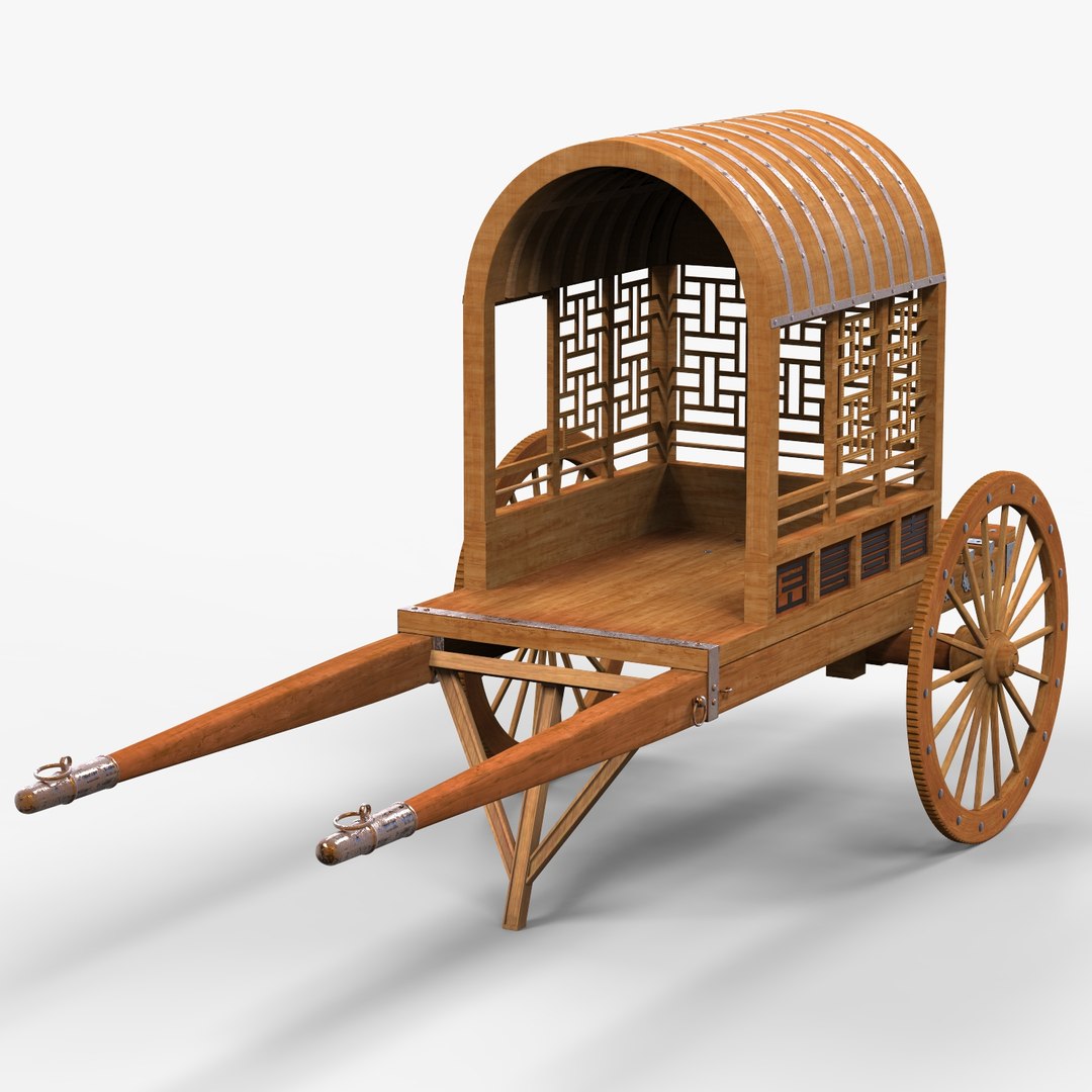 3D Model Chinese Wooden Carriage Chariot - TurboSquid 1275928
