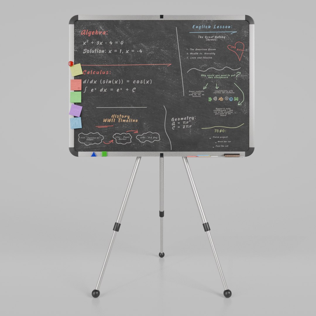 3D Customizable Metal Blackboard With Stand - Rectangular Writing Board ...