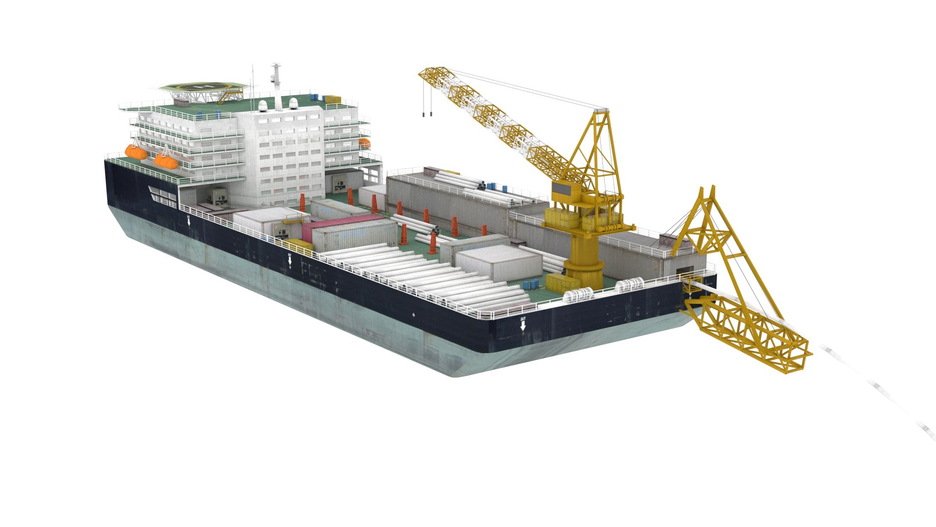 Pipelaying Barge 3D Model - TurboSquid 2193532