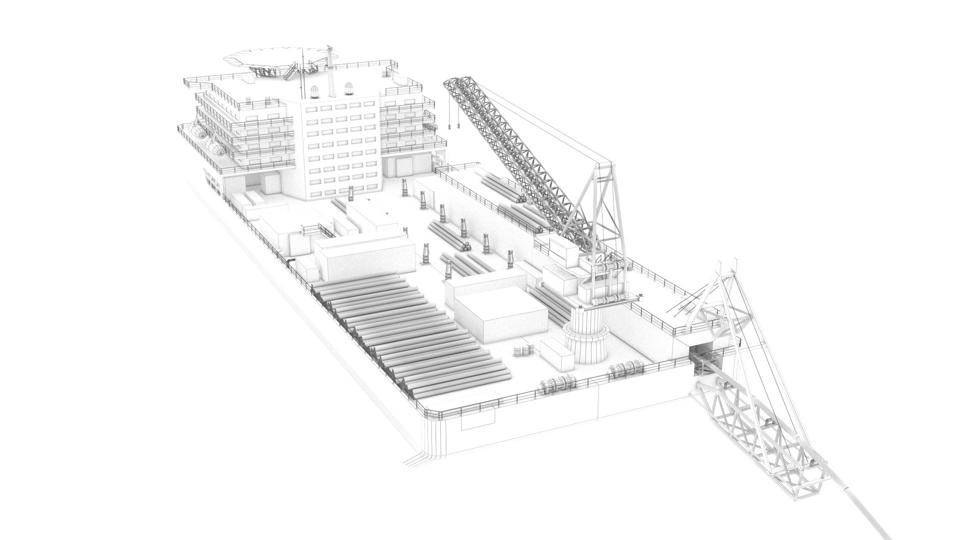 Pipelaying Barge 3D Model - TurboSquid 2193532
