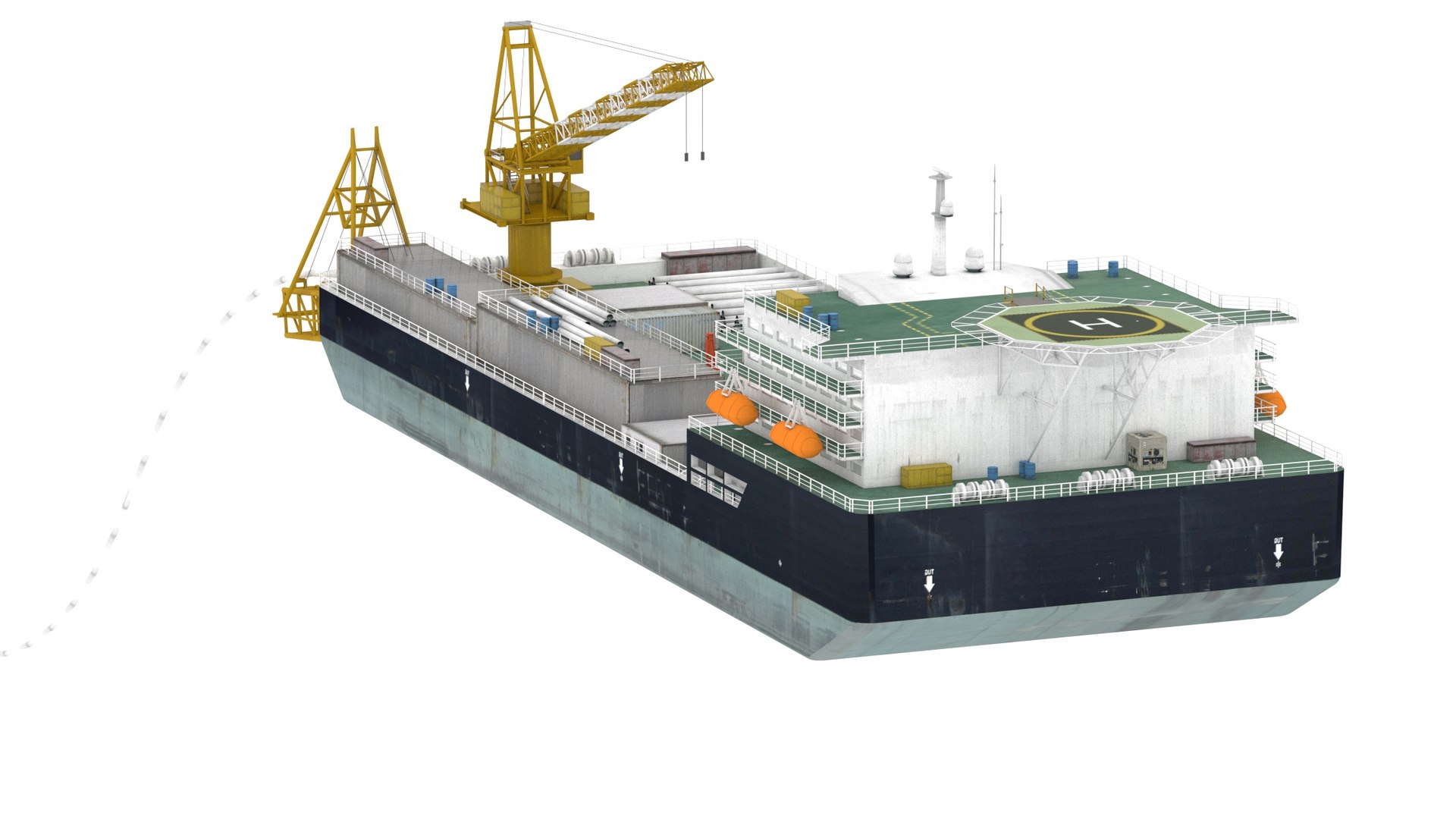 Pipelaying Barge 3D Model - TurboSquid 2193532