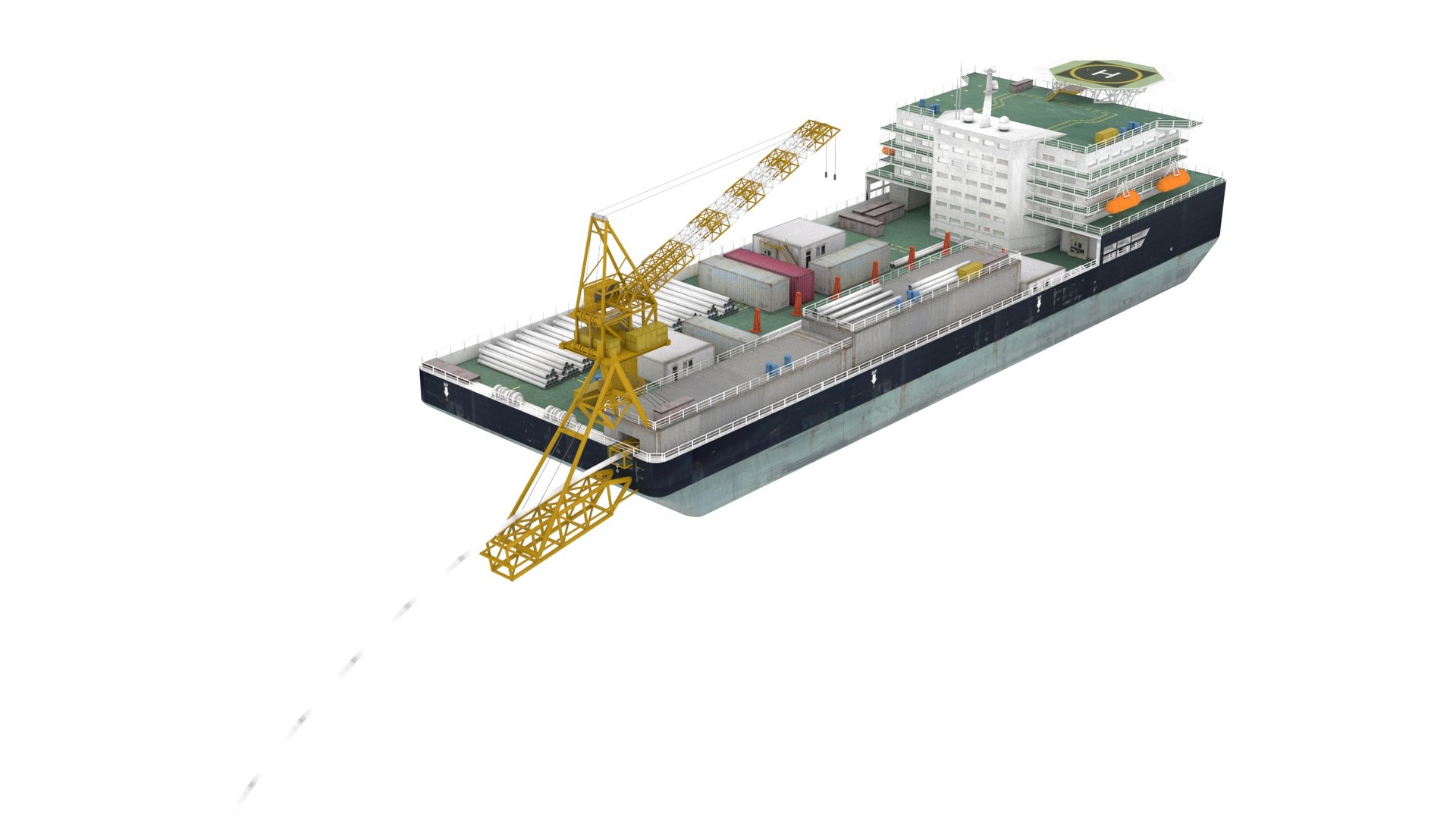 Pipelaying Barge 3D Model - TurboSquid 2193532