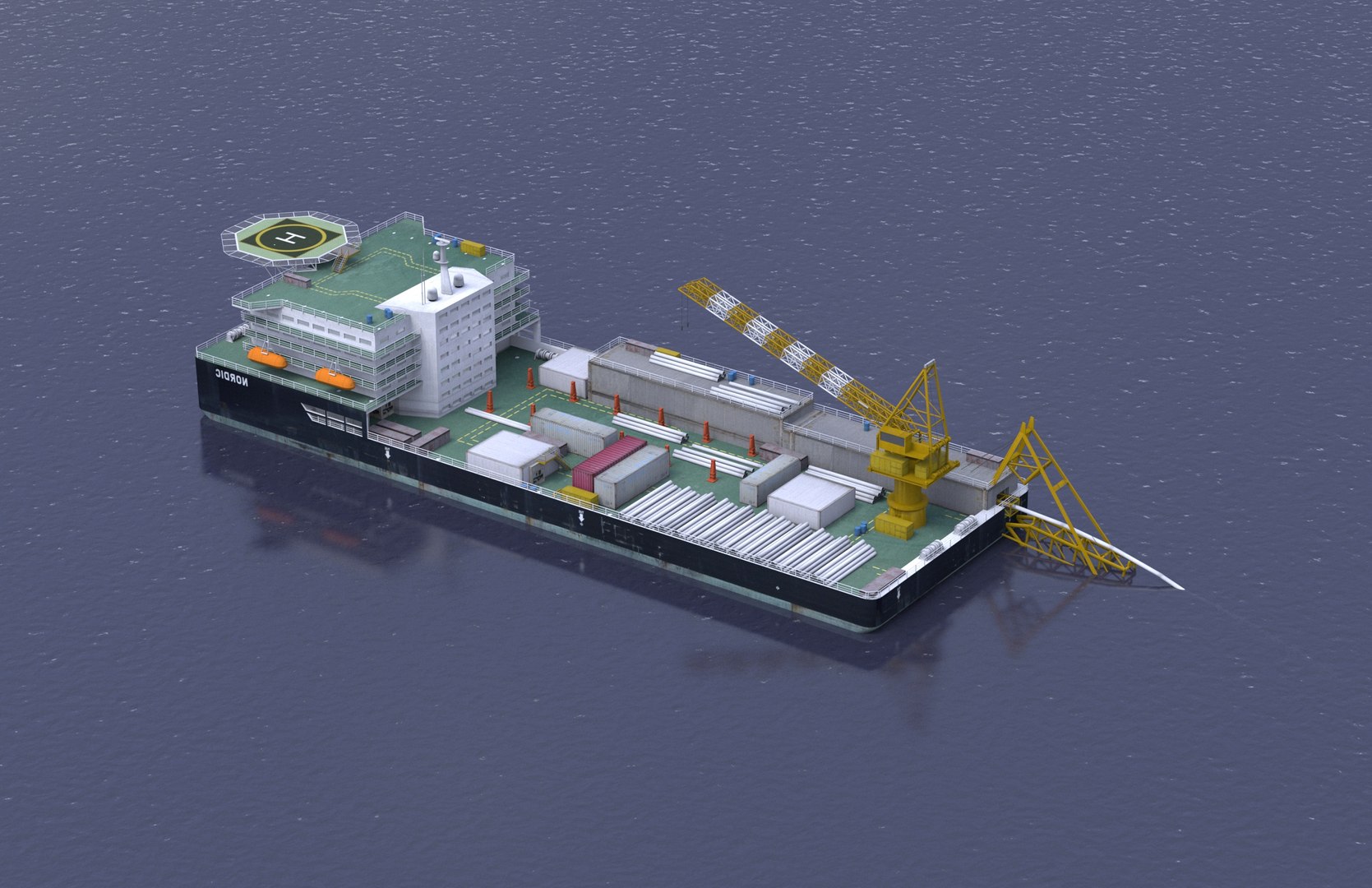 Pipelaying Barge 3D Model - TurboSquid 2193532