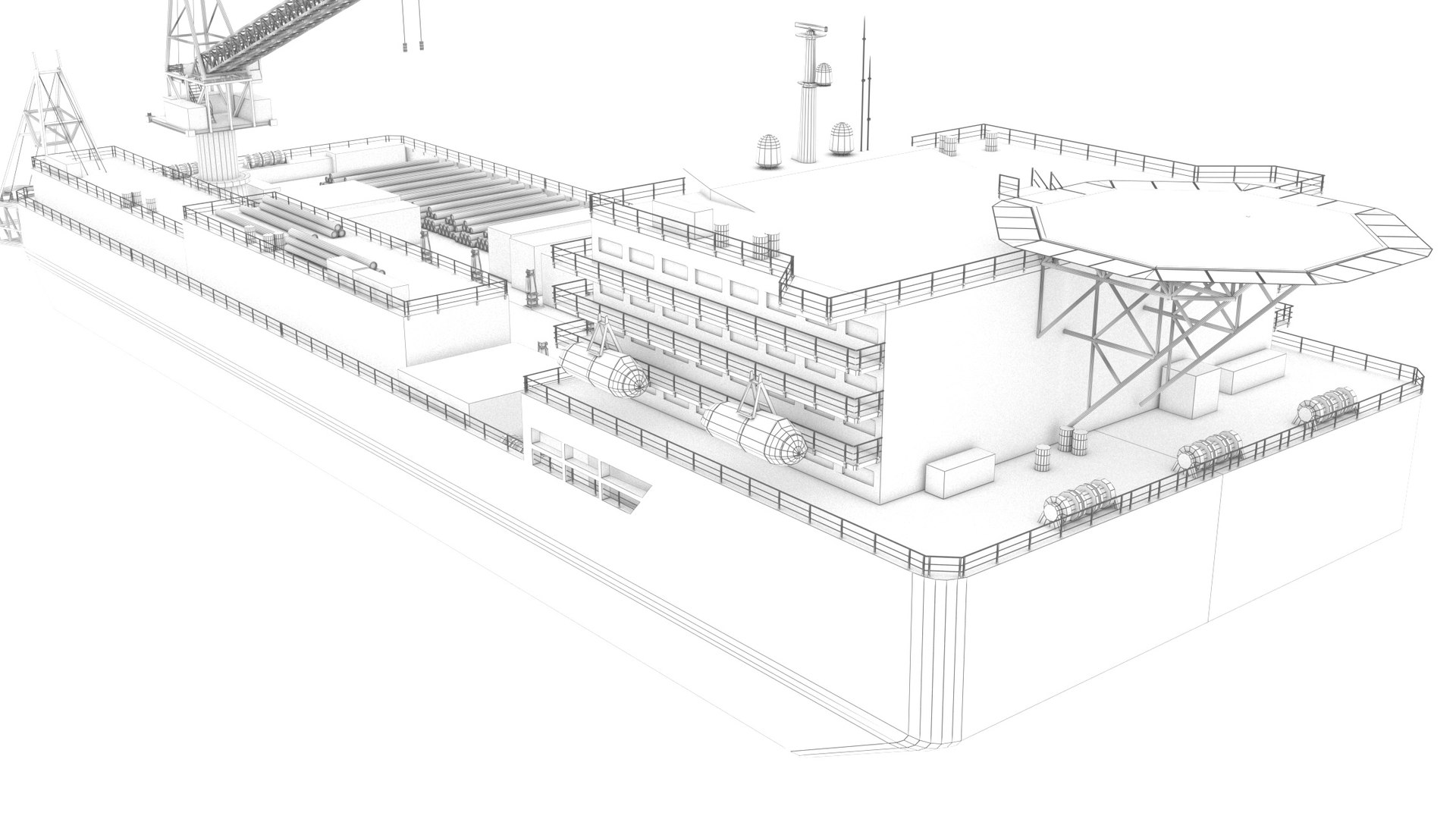 Pipelaying Barge 3D Model - TurboSquid 2193532