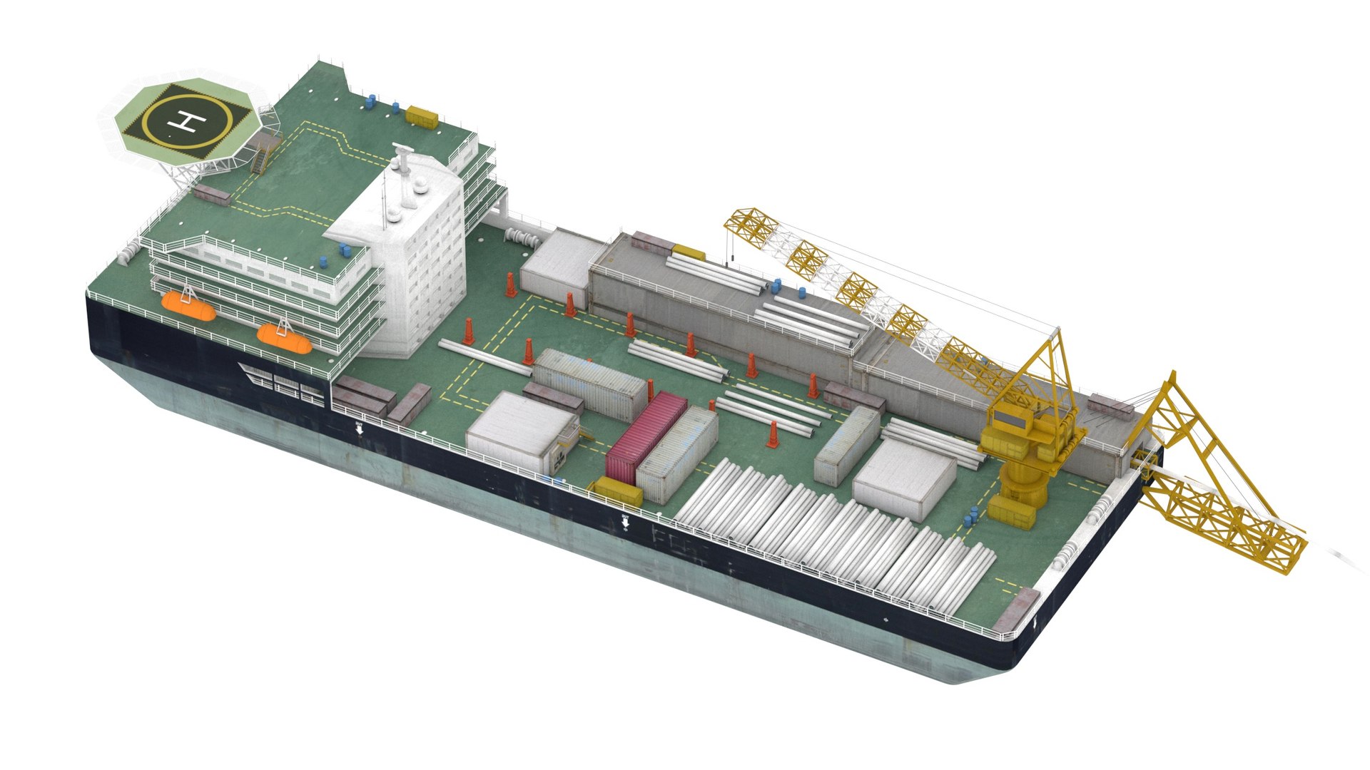 Pipelaying Barge 3D Model - TurboSquid 2193532