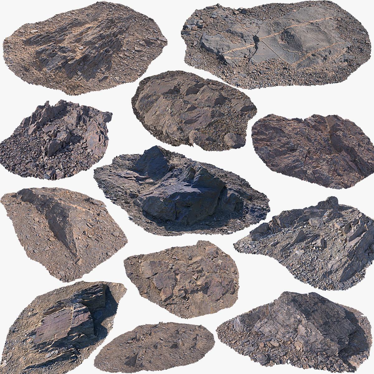 3D Ground rock collection model - TurboSquid 1713967