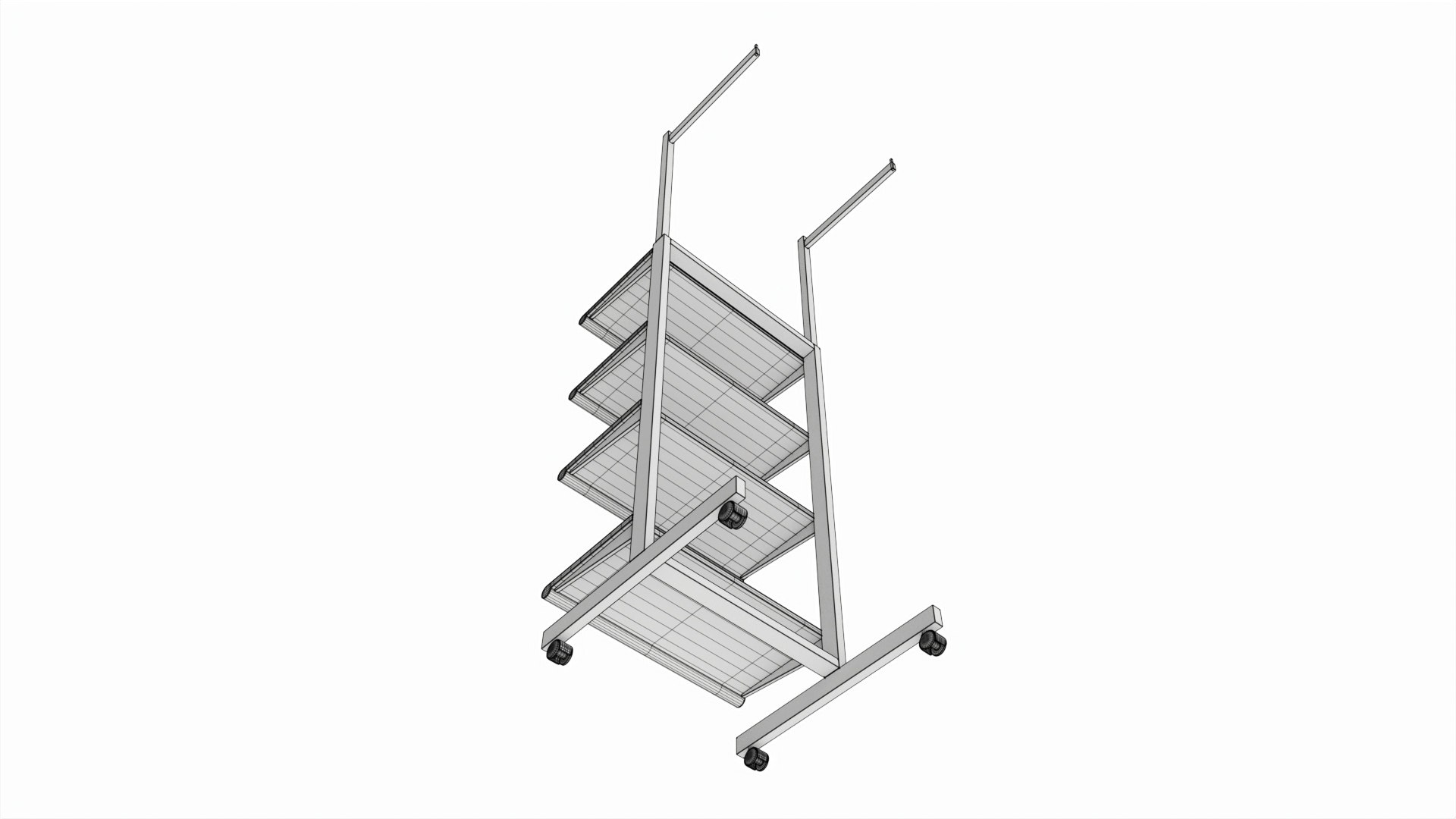 3D Four Shelf Rolling 2-Way Merchandise Rack Model - TurboSquid 2224838