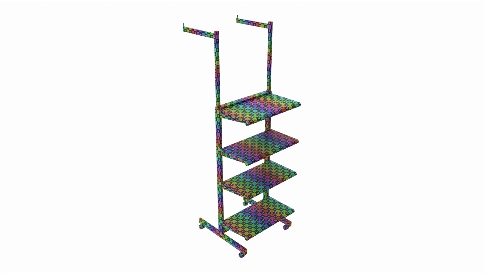 3D Four Shelf Rolling 2-Way Merchandise Rack Model - TurboSquid 2224838