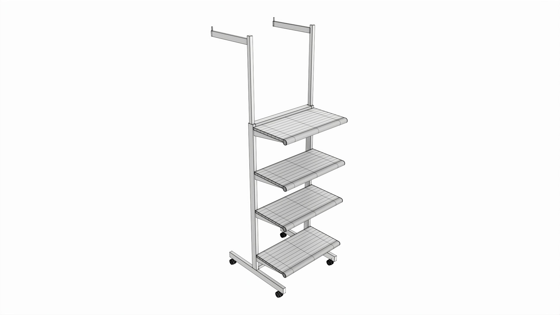 3D Four Shelf Rolling 2-Way Merchandise Rack Model - TurboSquid 2224838