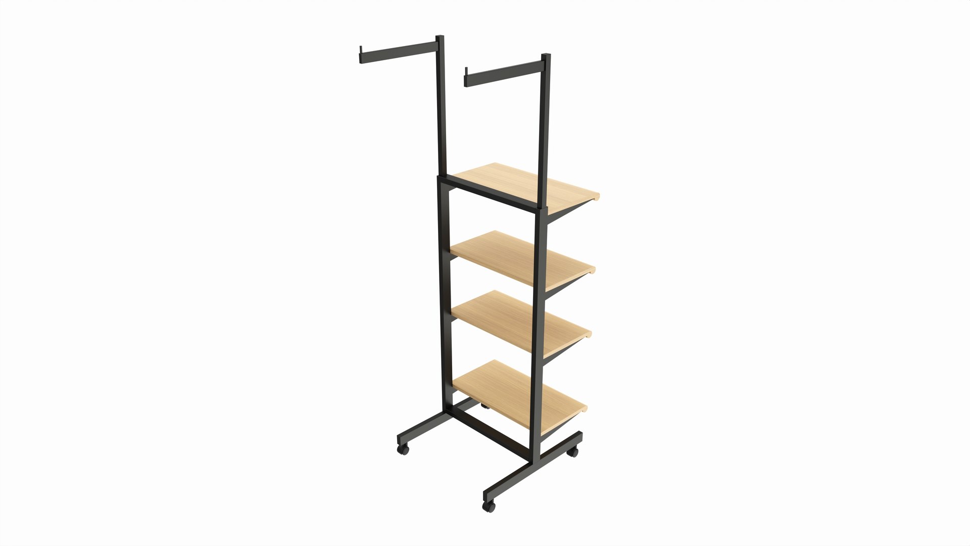 3D Four Shelf Rolling 2-Way Merchandise Rack Model - TurboSquid 2224838