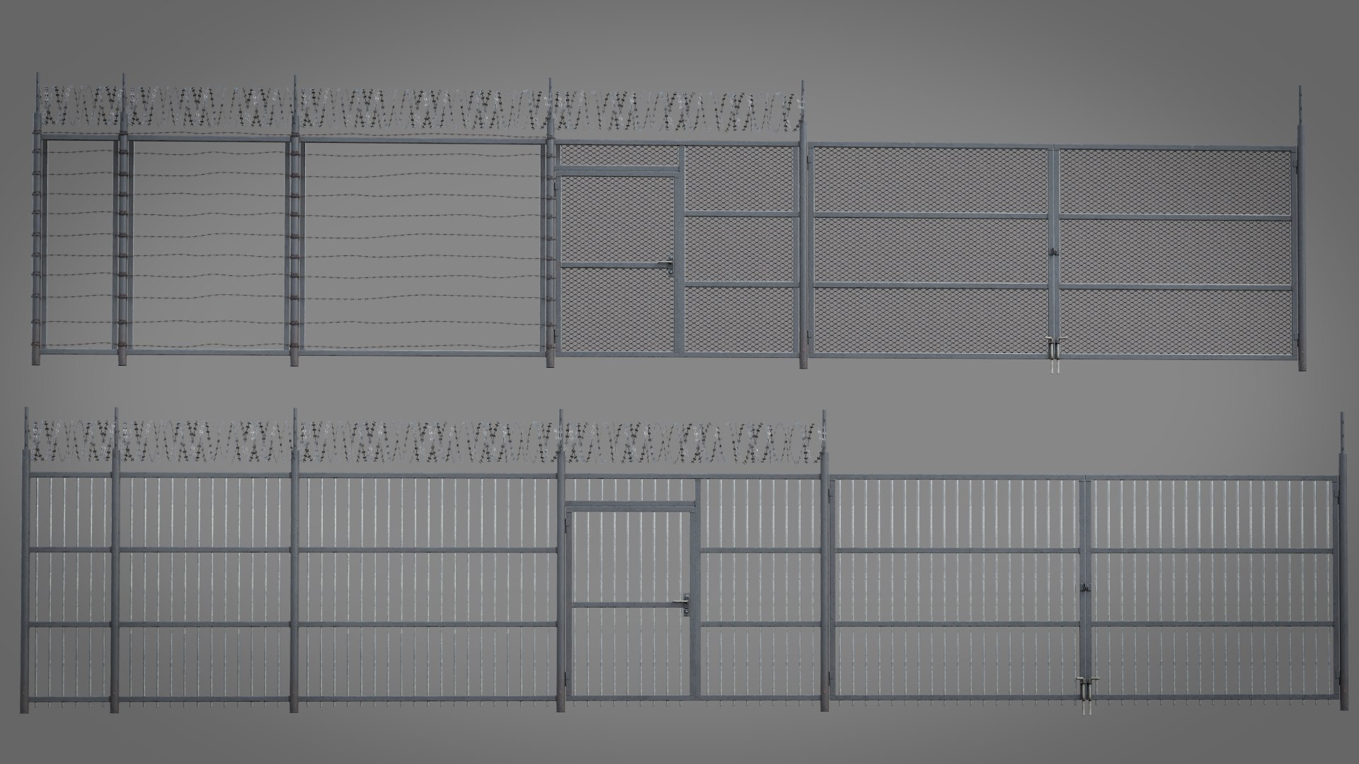 Industrial Fence Pack Modular Realtime 3D Model - TurboSquid 2252399