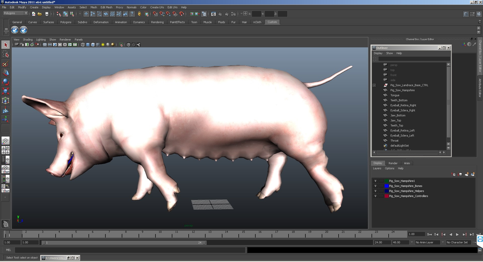 Pig sow landrace rigged model - TurboSquid 1377686