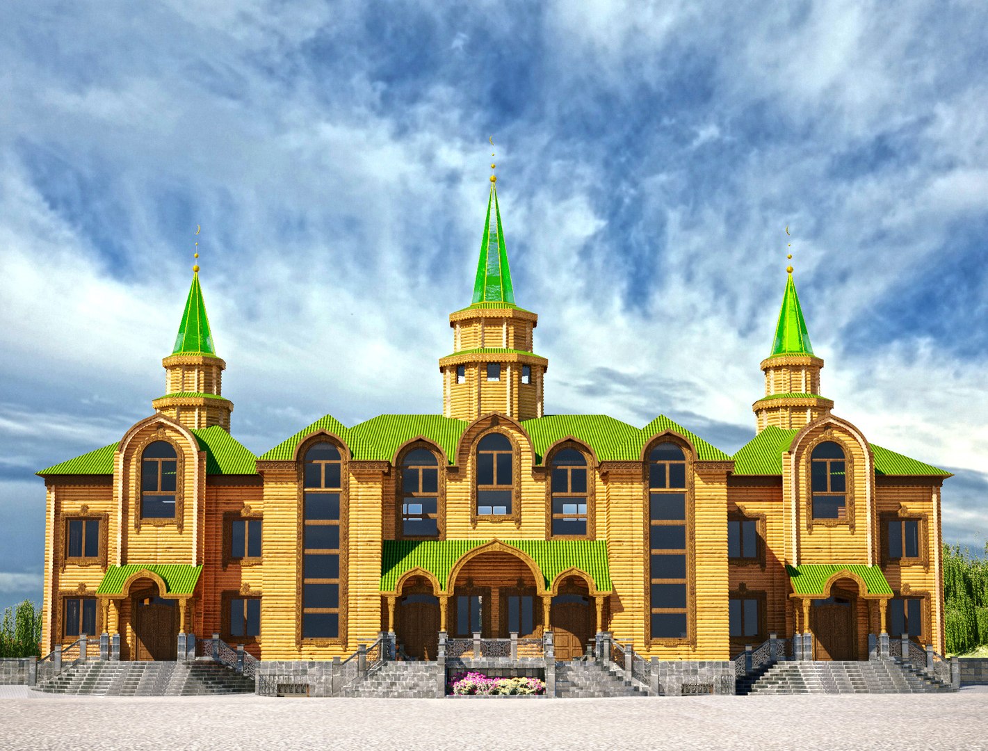 Tatarian style wooden mosque 3D model - TurboSquid 1295364