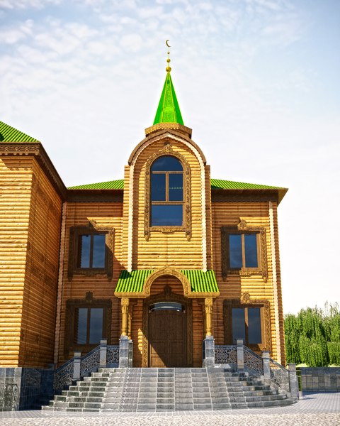 Tatarian style wooden mosque 3D model - TurboSquid 1295364