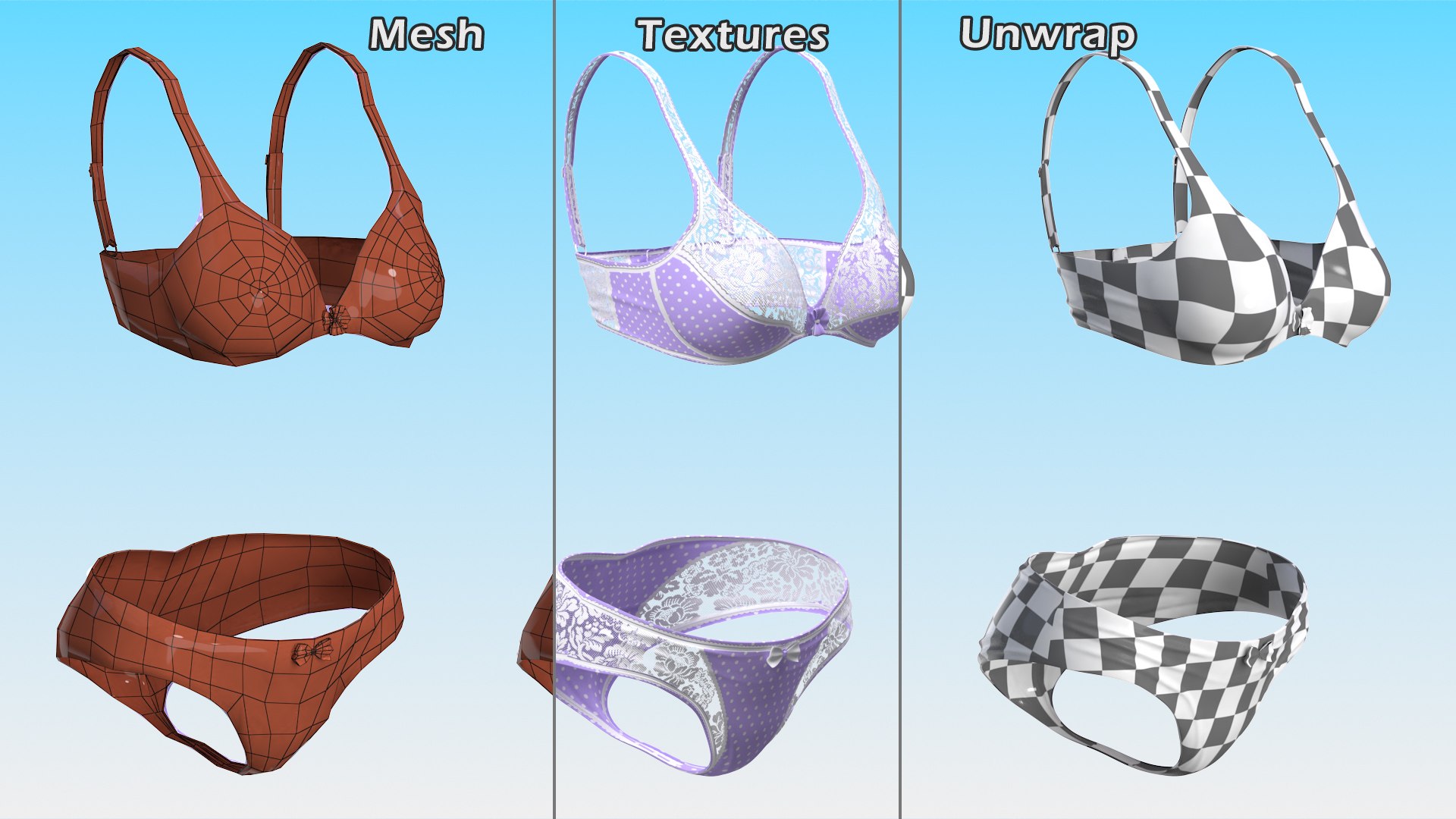 3d Model Floral Lace Lingerie Turbosquid 1782465