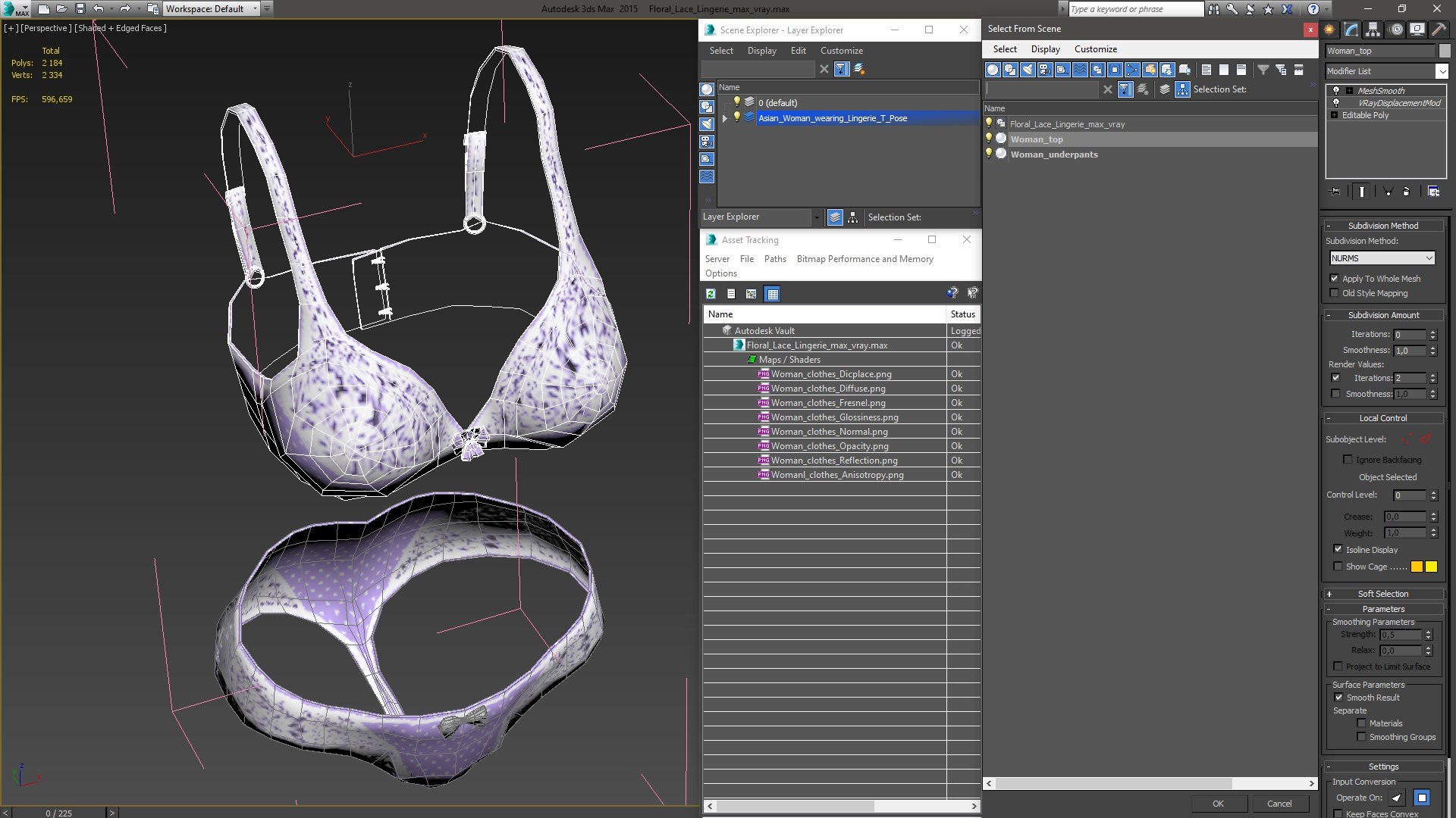 3d Model Floral Lace Lingerie Turbosquid 1782465