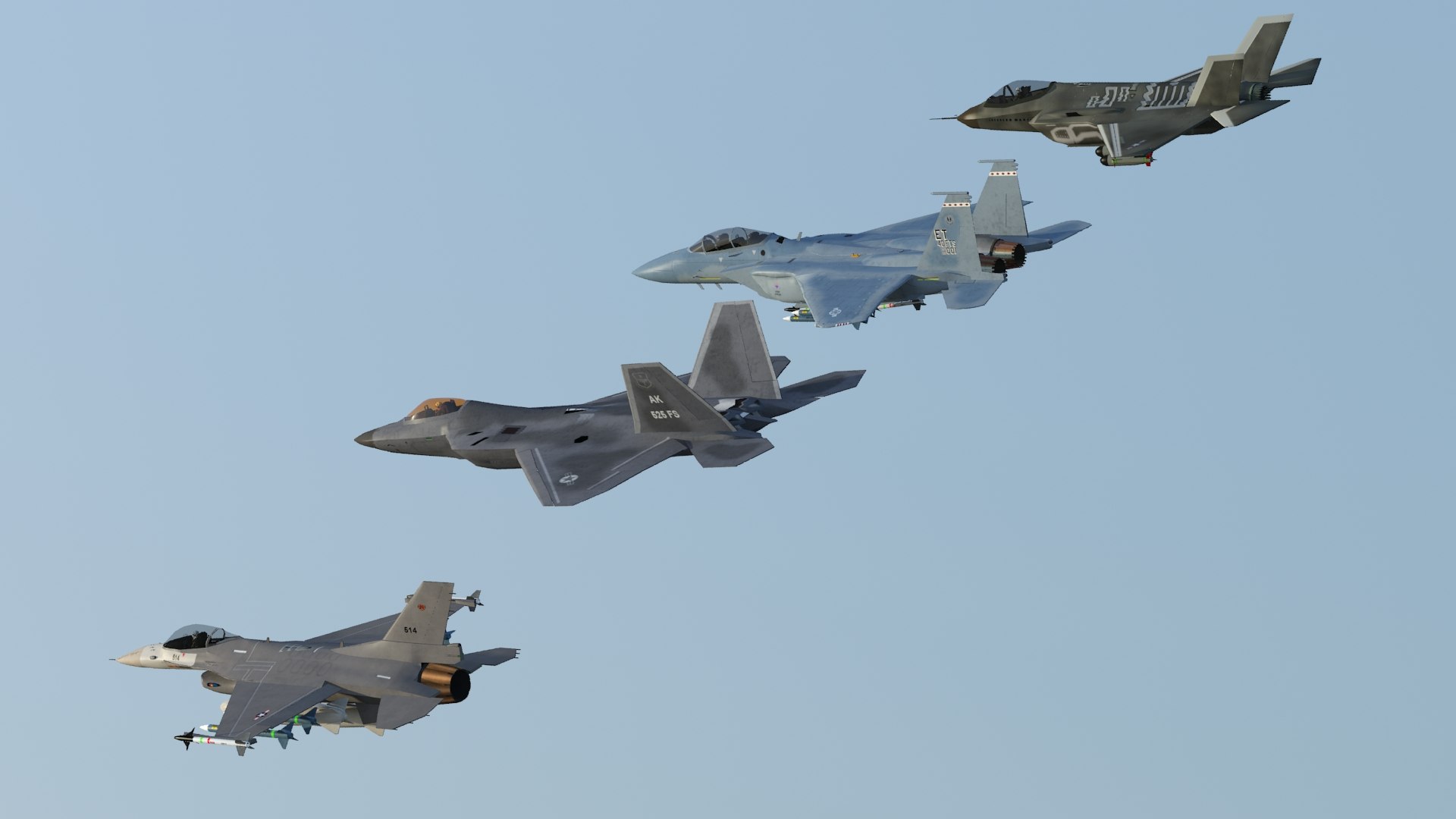 US Air Force Military Fighter Jet Collection 3D - TurboSquid 2384486