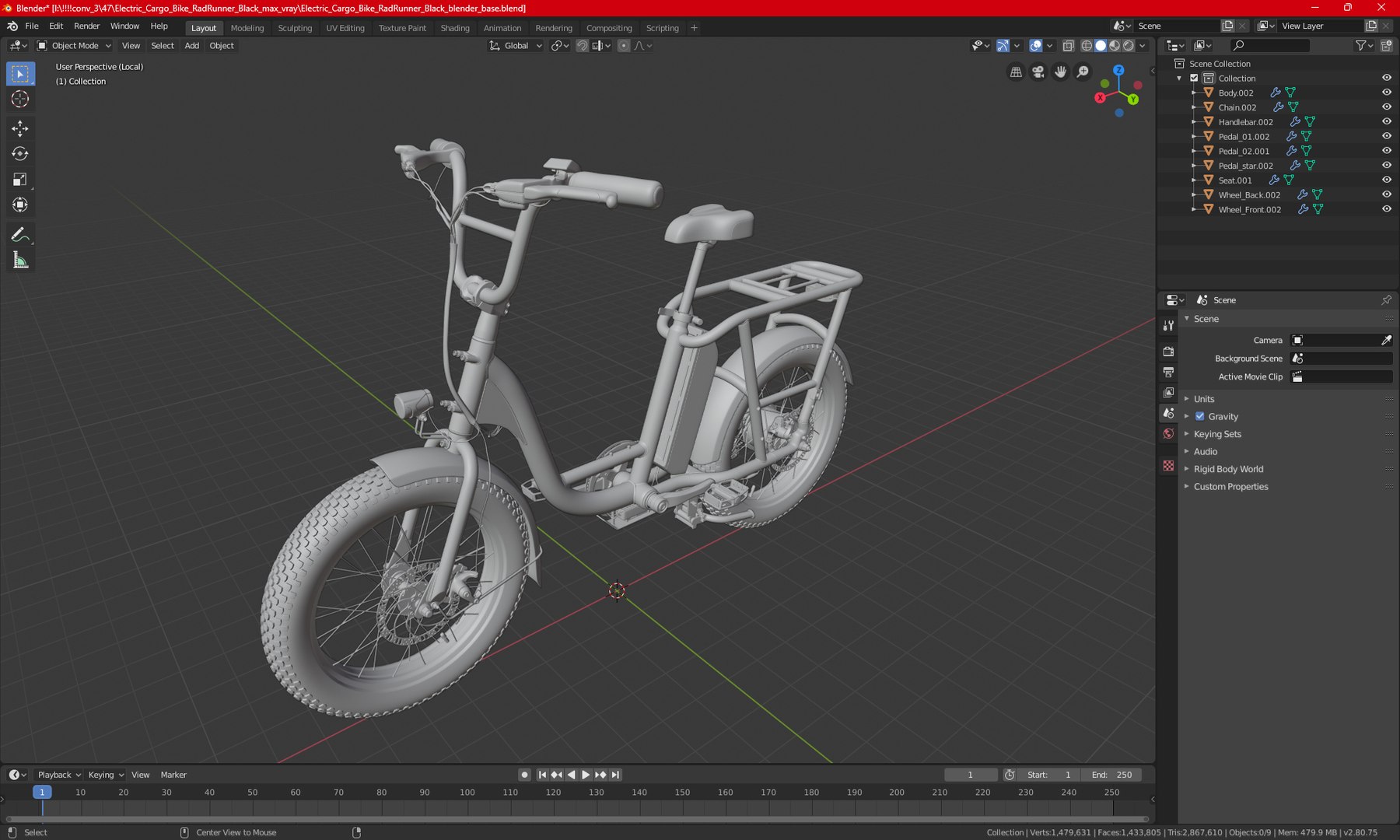 Two-Wheel E-Bike Blue 3D model - TurboSquid 2174749
