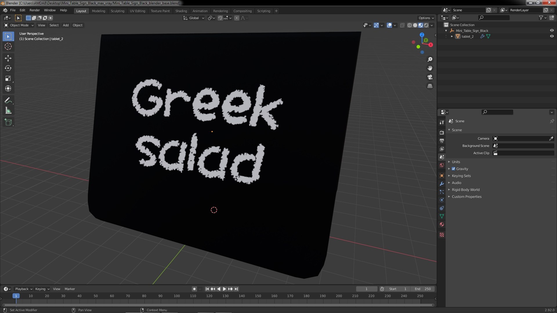 Mini Table Sign Black 3D Model - TurboSquid 2139451