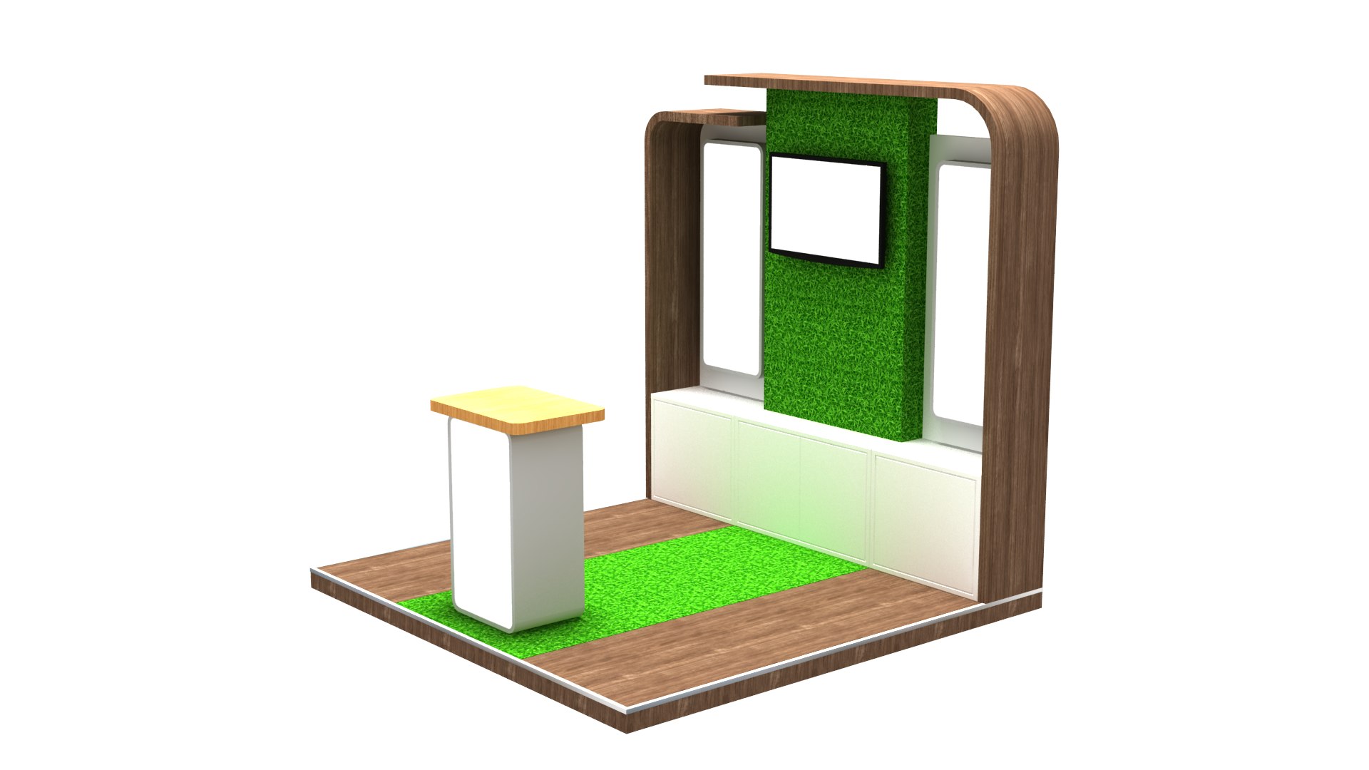 3D Model Stand Booth Wood Grass Texture With LED TV Screen - TurboSquid ...