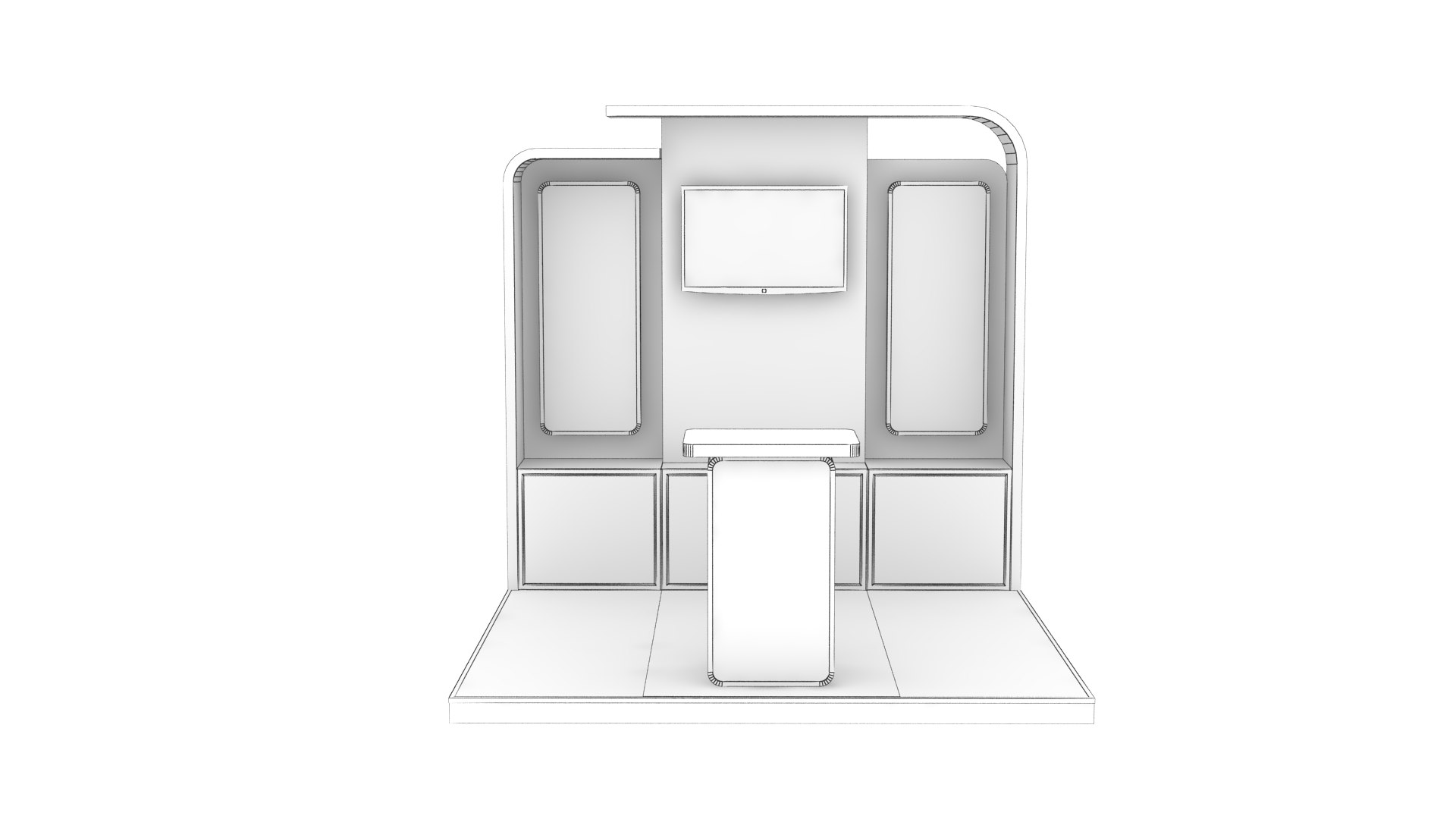 3D Model Stand Booth Wood Grass Texture With LED TV Screen - TurboSquid ...