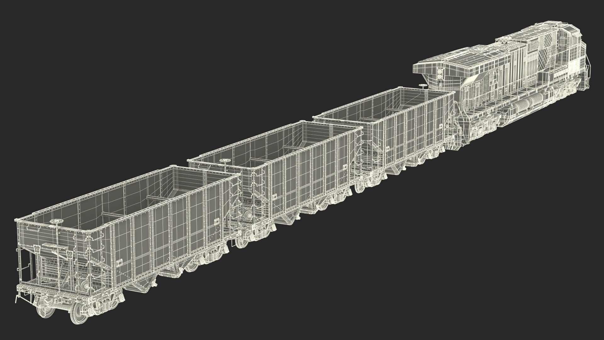 Norfolk Southern ES44AC Locomotive With Coal Hopper Cars 3D ...