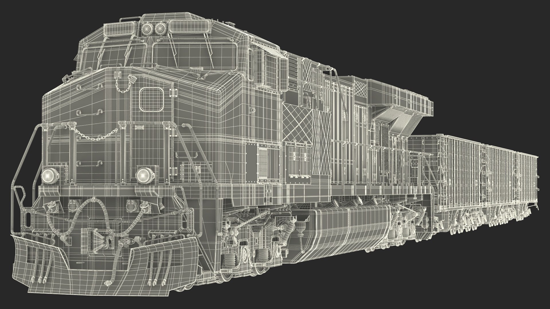 Norfolk Southern ES44AC Locomotive With Coal Hopper Cars 3D ...