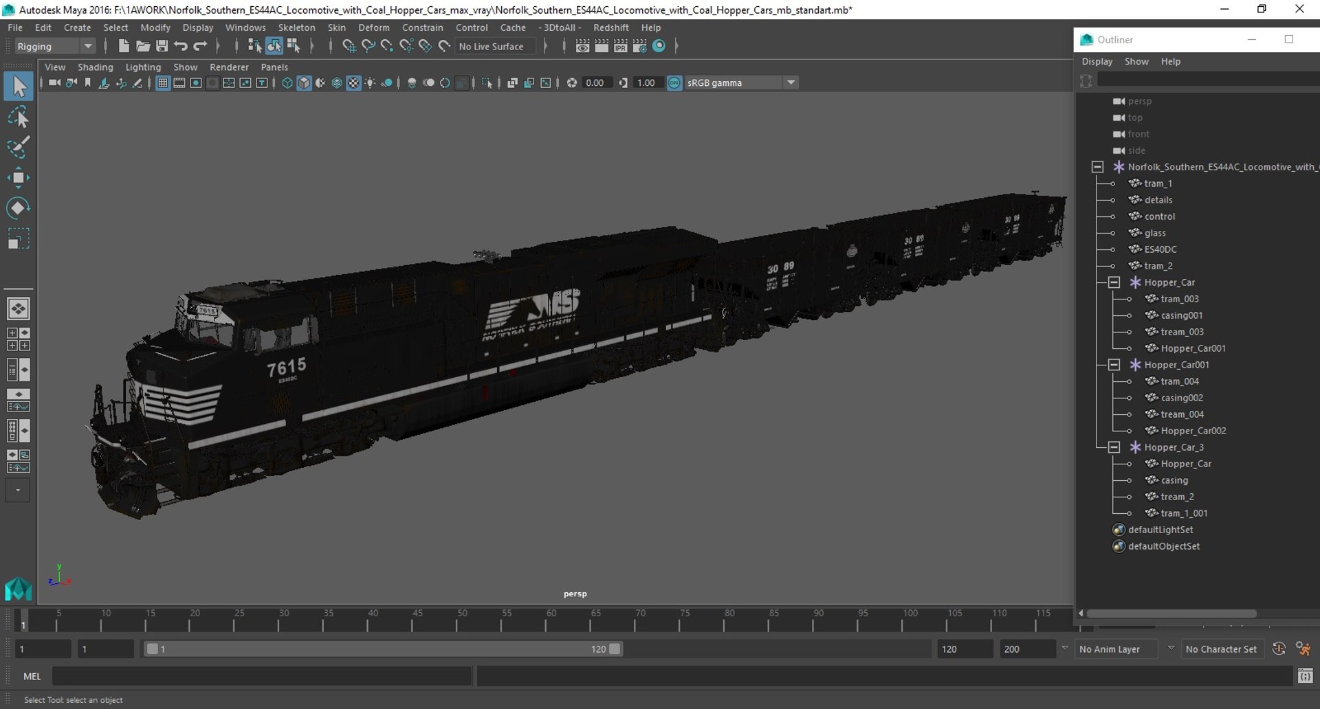 Norfolk Southern ES44AC Locomotive With Coal Hopper Cars 3D - TurboSquid 2206549