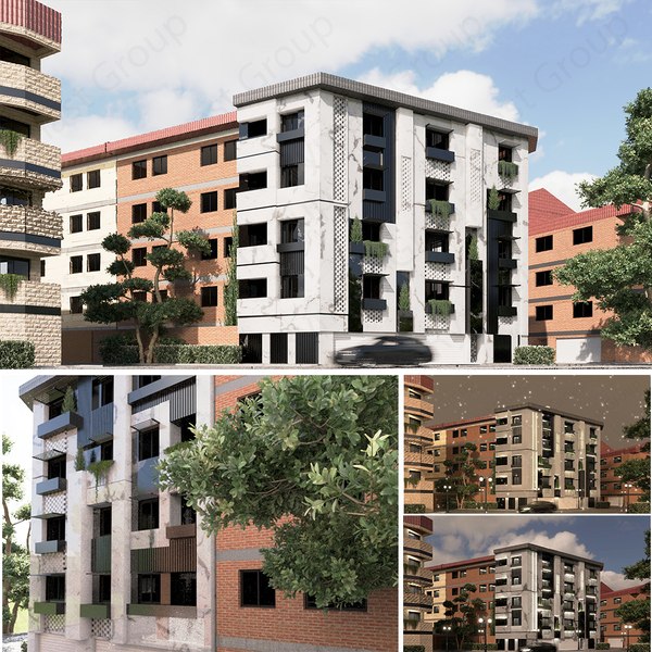 modelo 3d Modelo 3D del exterior de un edificio de oficinas ...