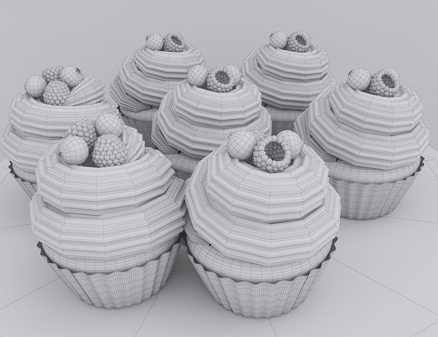 Berry Cupcakes 3D Model - TurboSquid 1913395