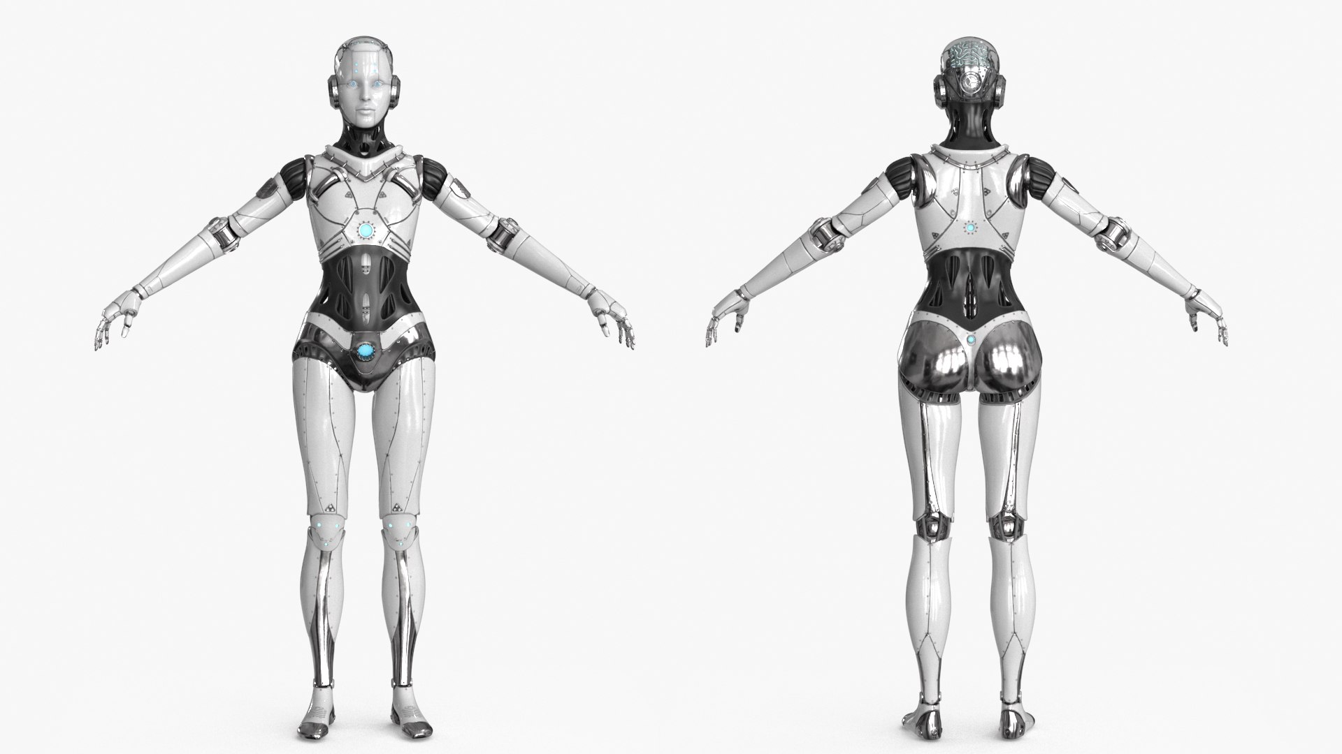 3D Model Cyborg Robot Androgyne RIGGED - TurboSquid 2173920