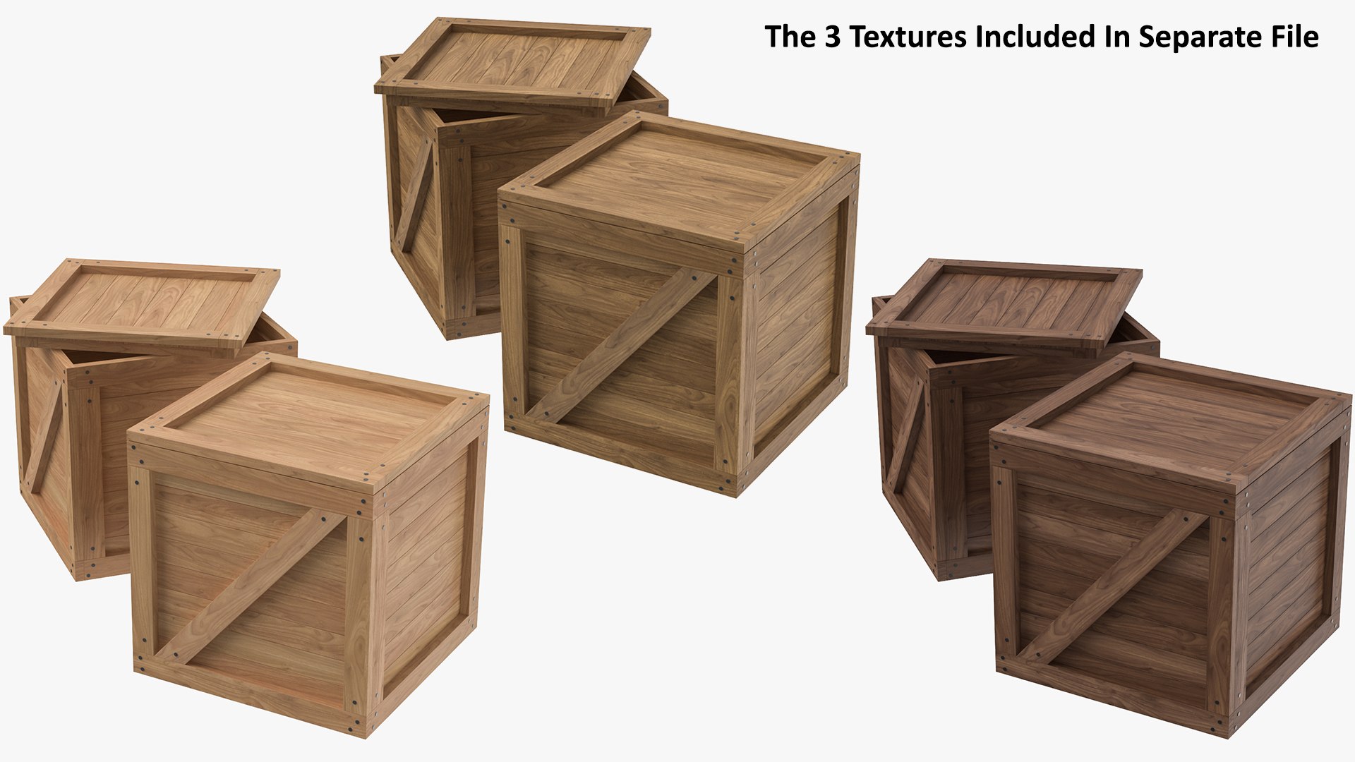 3D Wooden Box Set 01 - TurboSquid 2153132