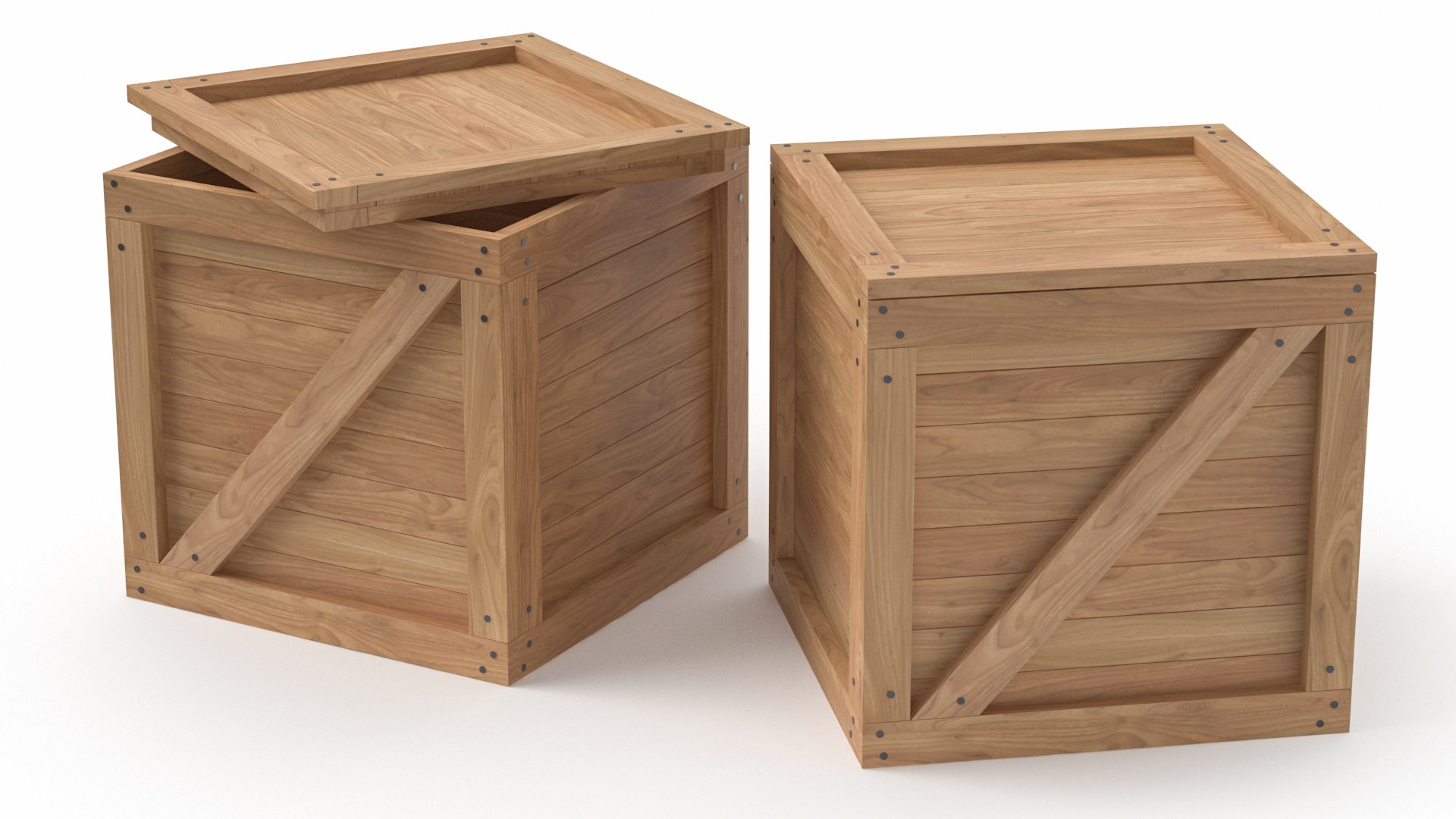 3D Wooden Box Set 01 - TurboSquid 2153132