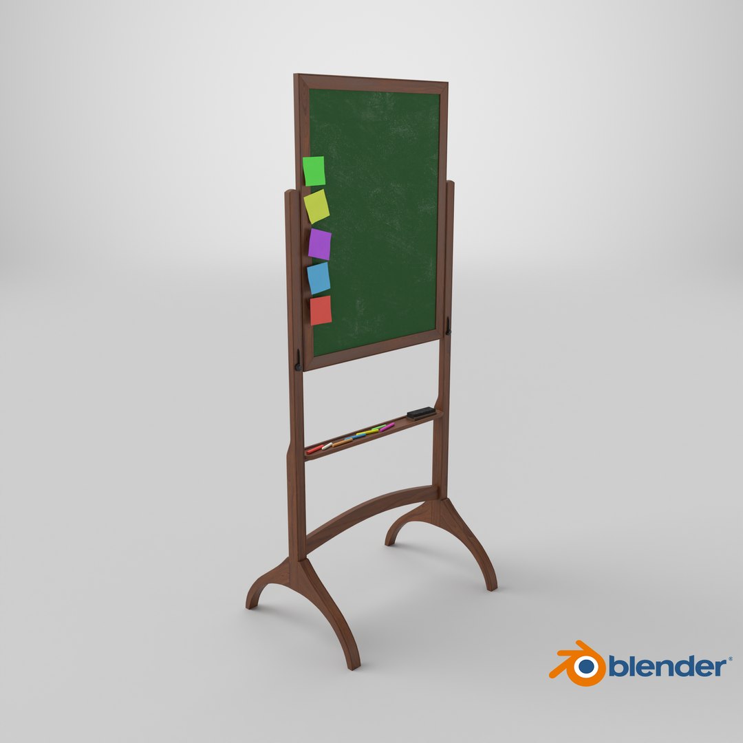 3D Customizable Double-Sided Wooden Greenboard Tall Writing Board Model ...