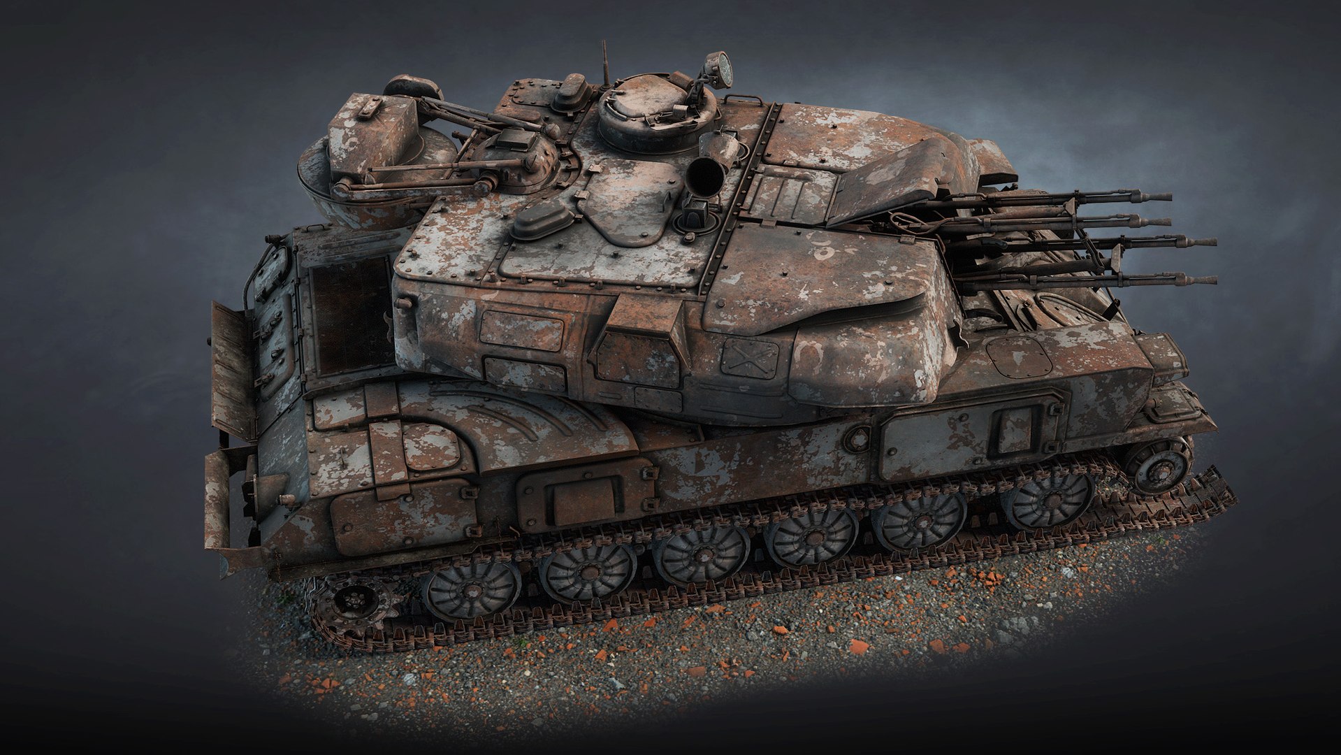 ZSU-23-4 Shilka Destroyed Game Ready Model - TurboSquid 2187162