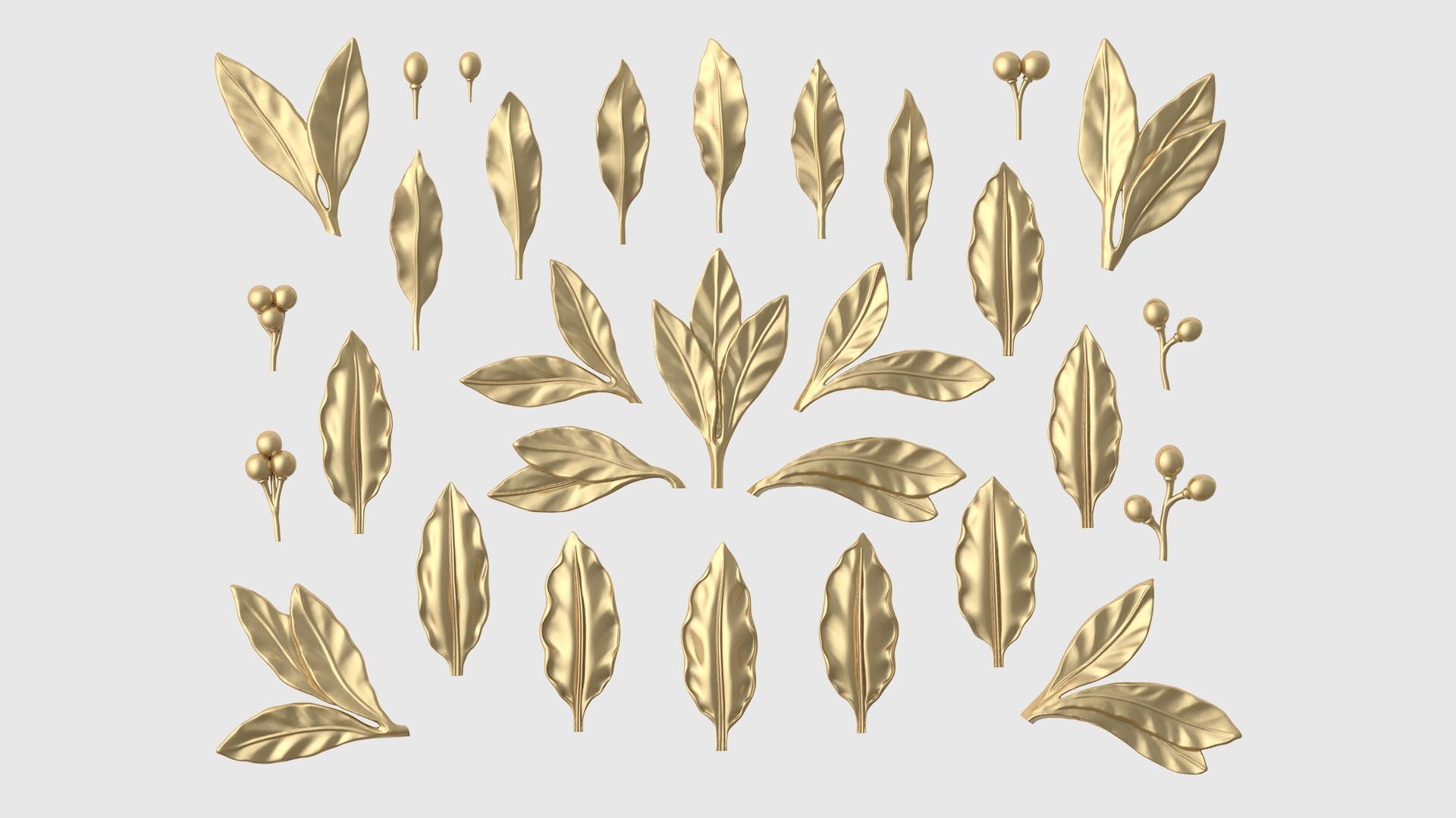3D Laurel Leaves Set - TurboSquid 2188703