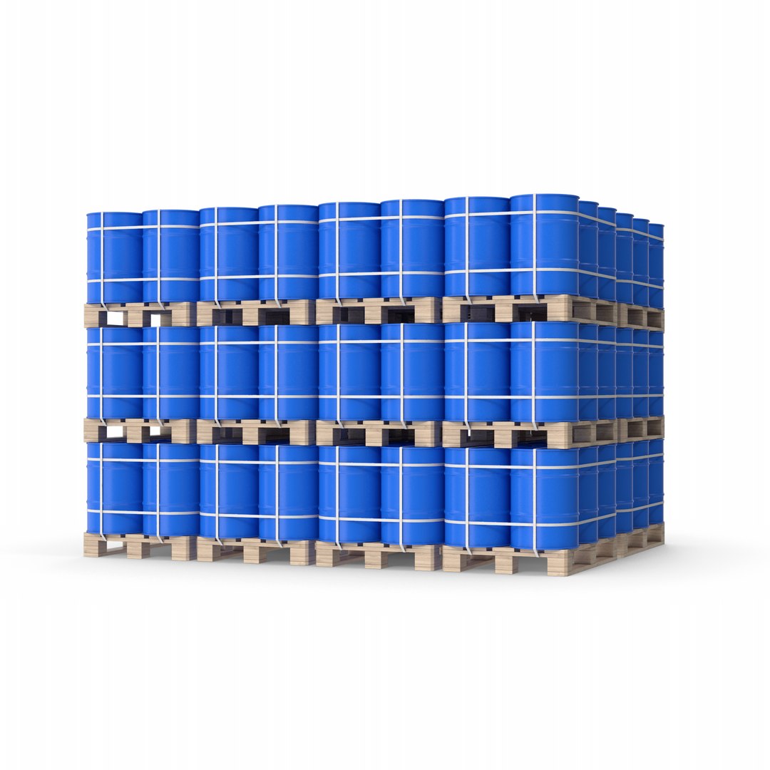3D Stacked Blue Barrels On Wood Pallets - TurboSquid 2063872