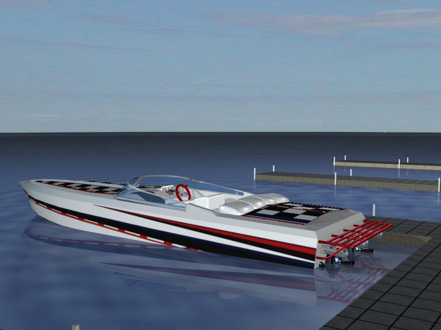 3d racing boat speed model