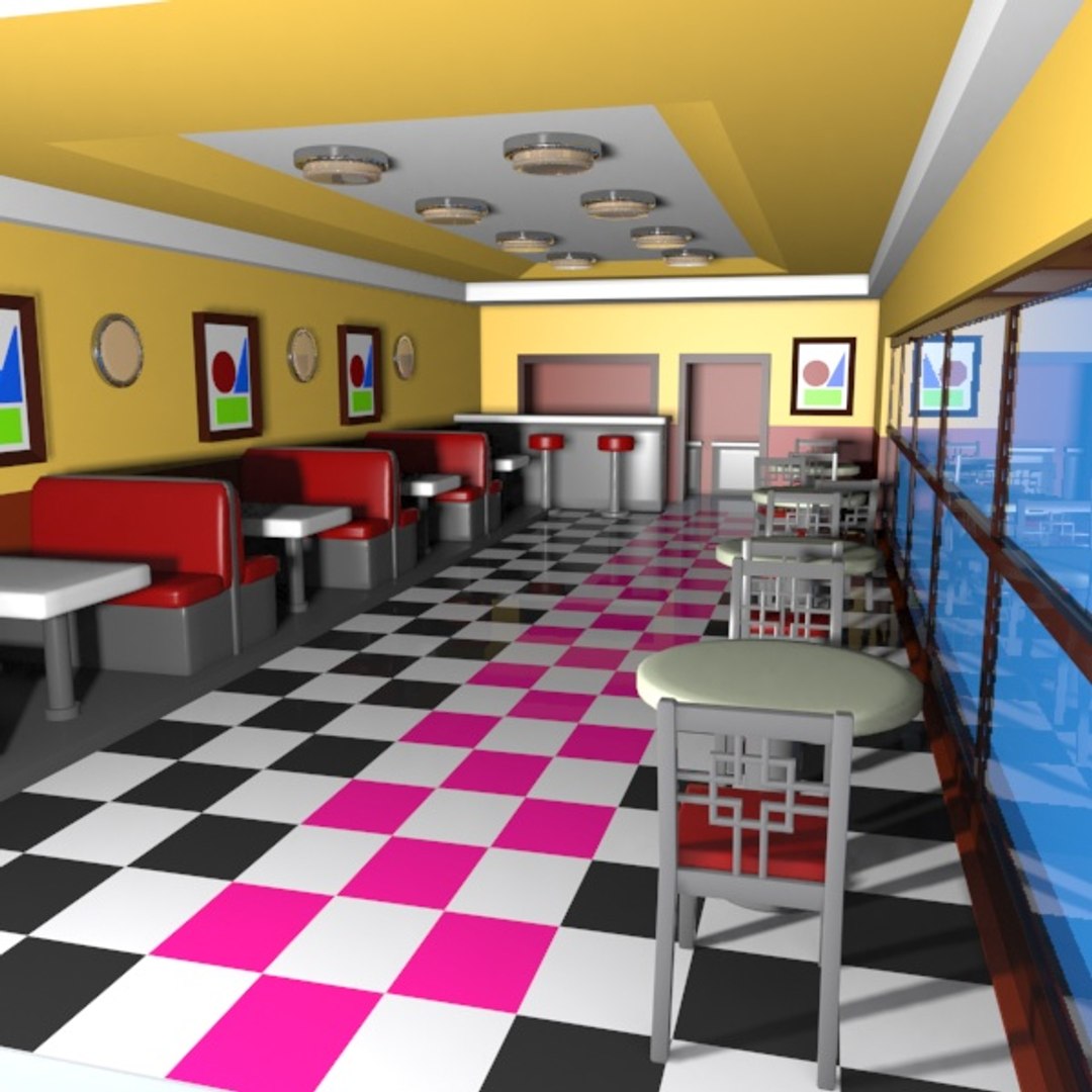 3d Cartoon Burger Restaurant