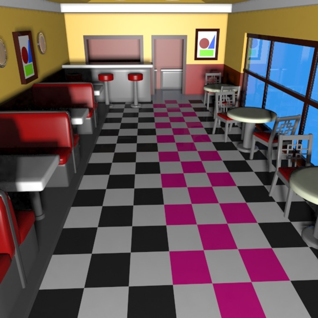 3d Cartoon Burger Restaurant