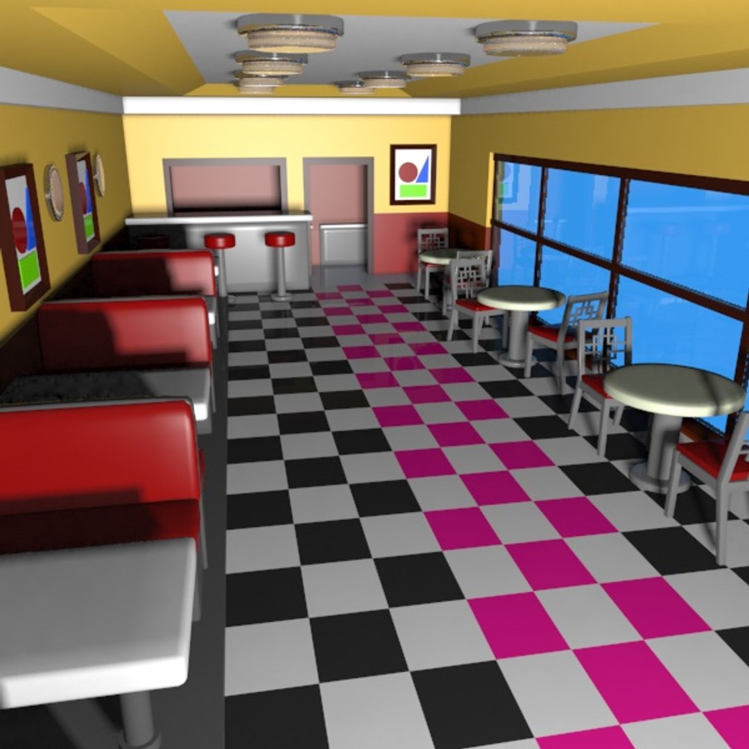 3d Cartoon Burger Restaurant