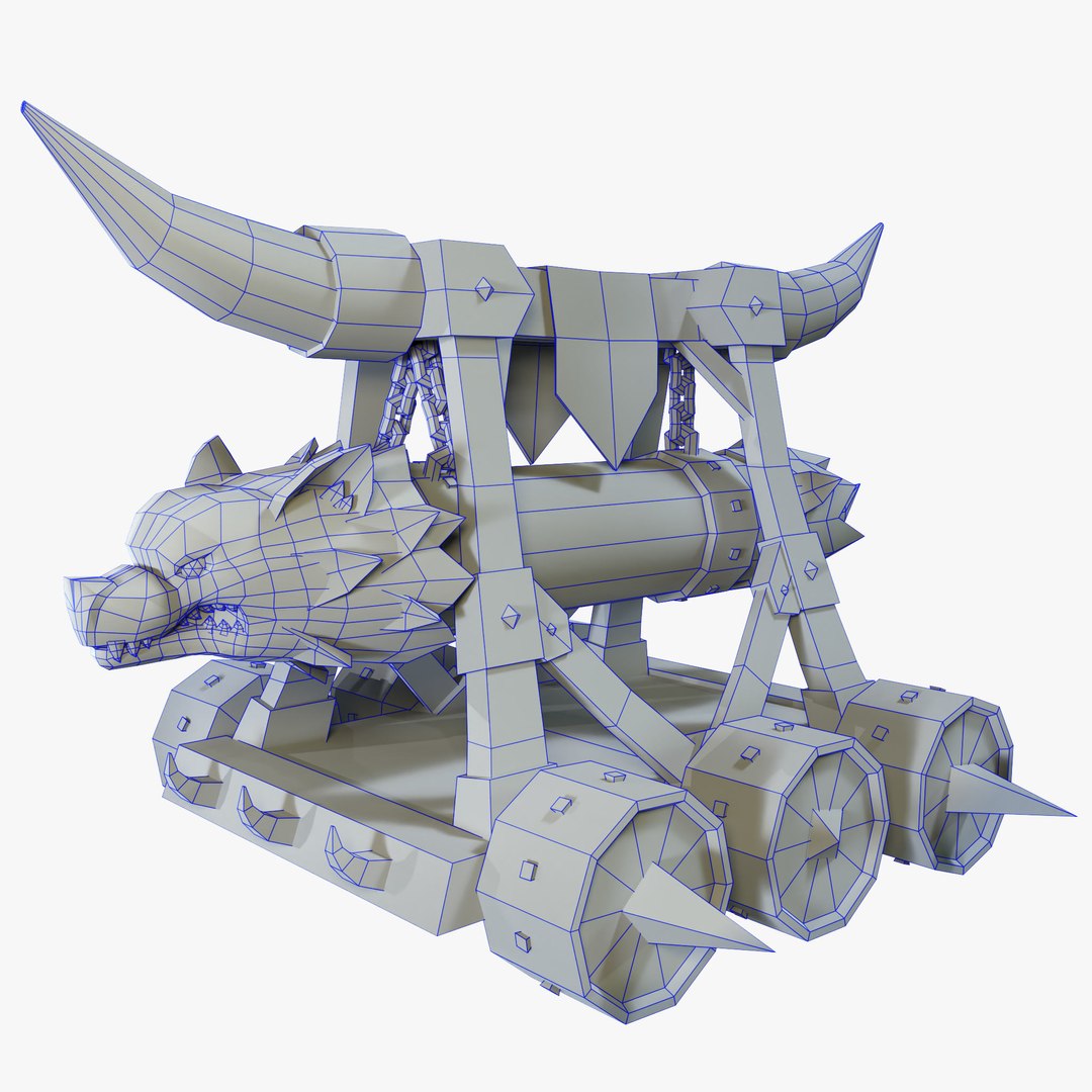 3D Battering Ram Stylized Model Medieval Wooden Siege Weapon Vehicle ...