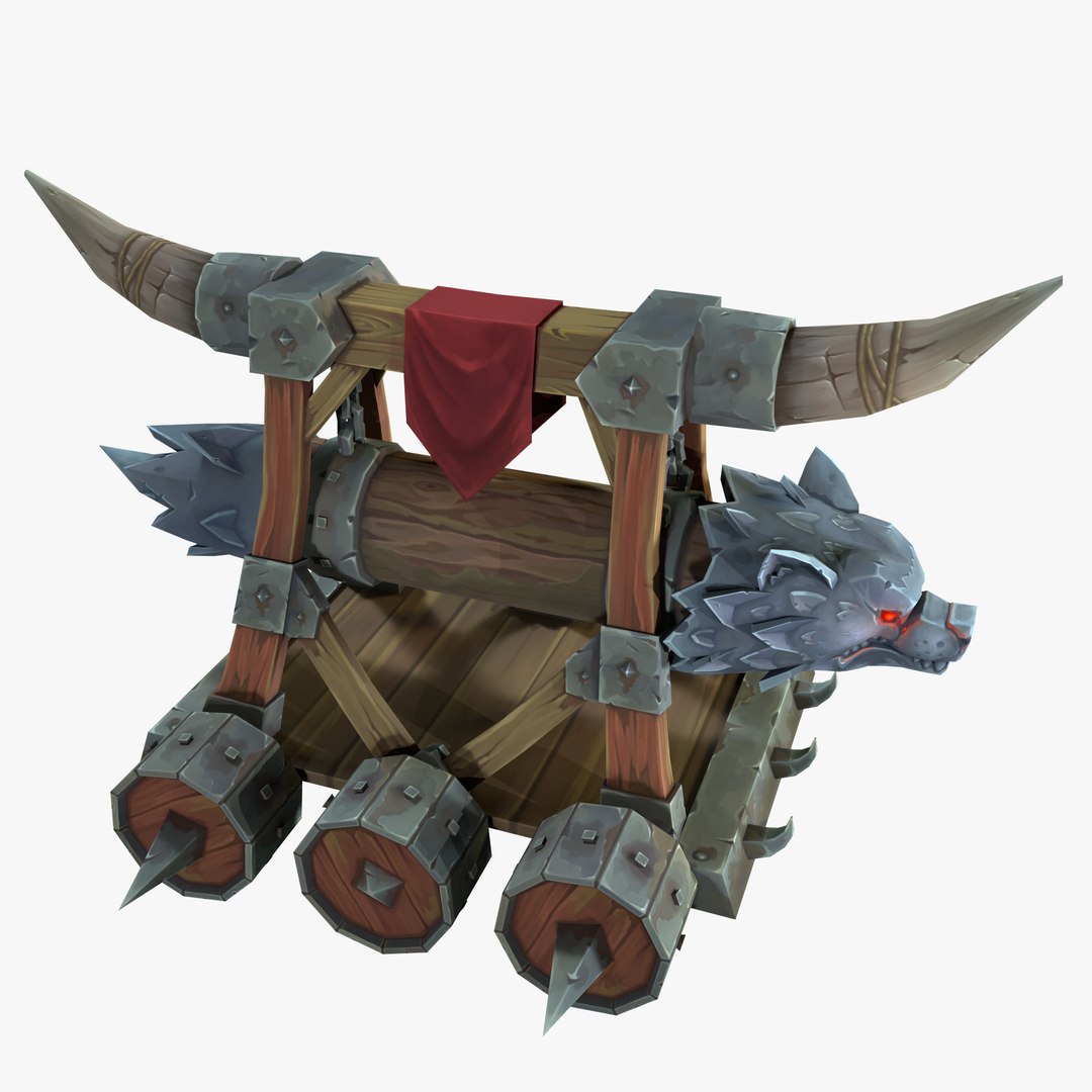 3D Battering Ram Stylized Model Medieval Wooden Siege Weapon Vehicle ...