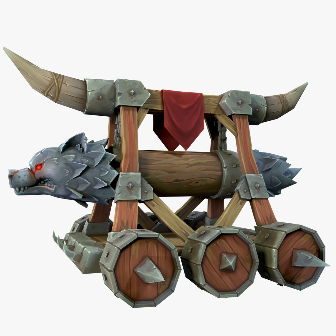 3D Battering Ram Stylized Model Medieval Wooden Siege Weapon Vehicle ...