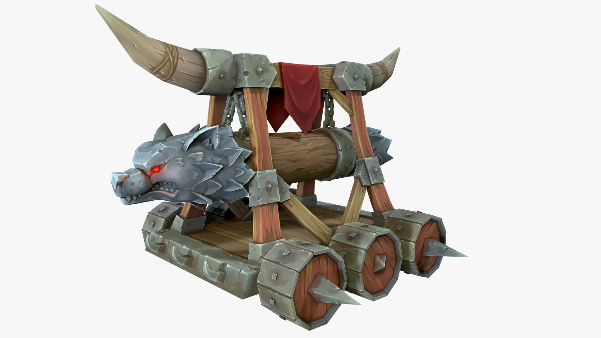 3D Battering Ram Stylized Model Medieval Wooden Siege Weapon Vehicle ...