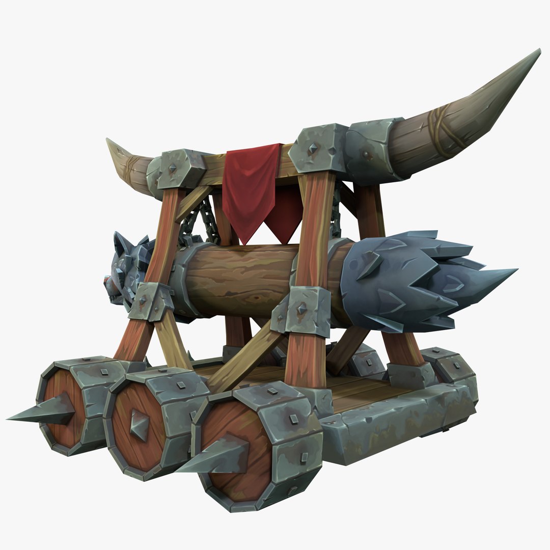 3D Battering Ram Stylized Model Medieval Wooden Siege Weapon Vehicle ...