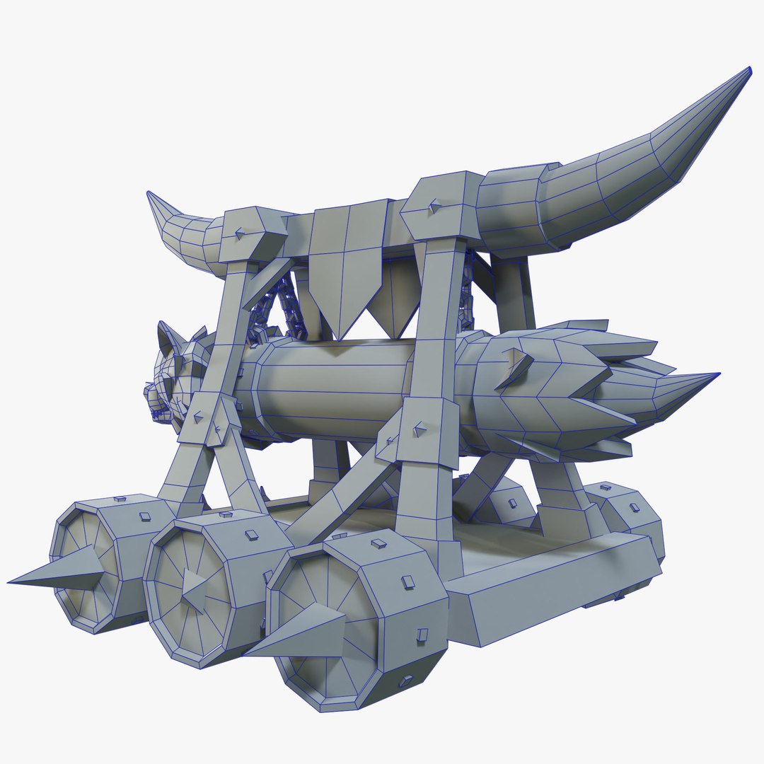3D Battering Ram Stylized Model Medieval Wooden Siege Weapon Vehicle ...