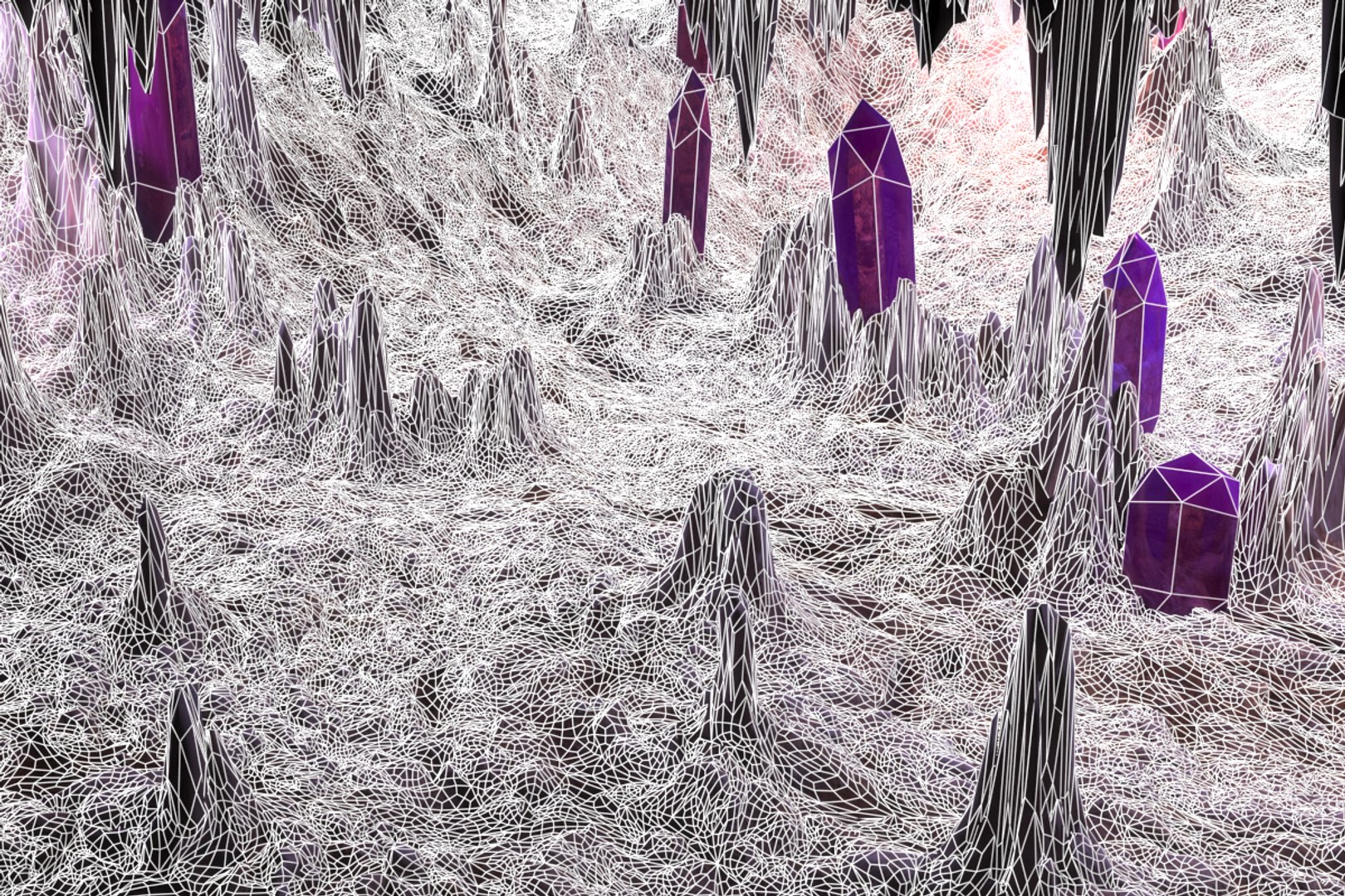 underground cavern crystals 3d model