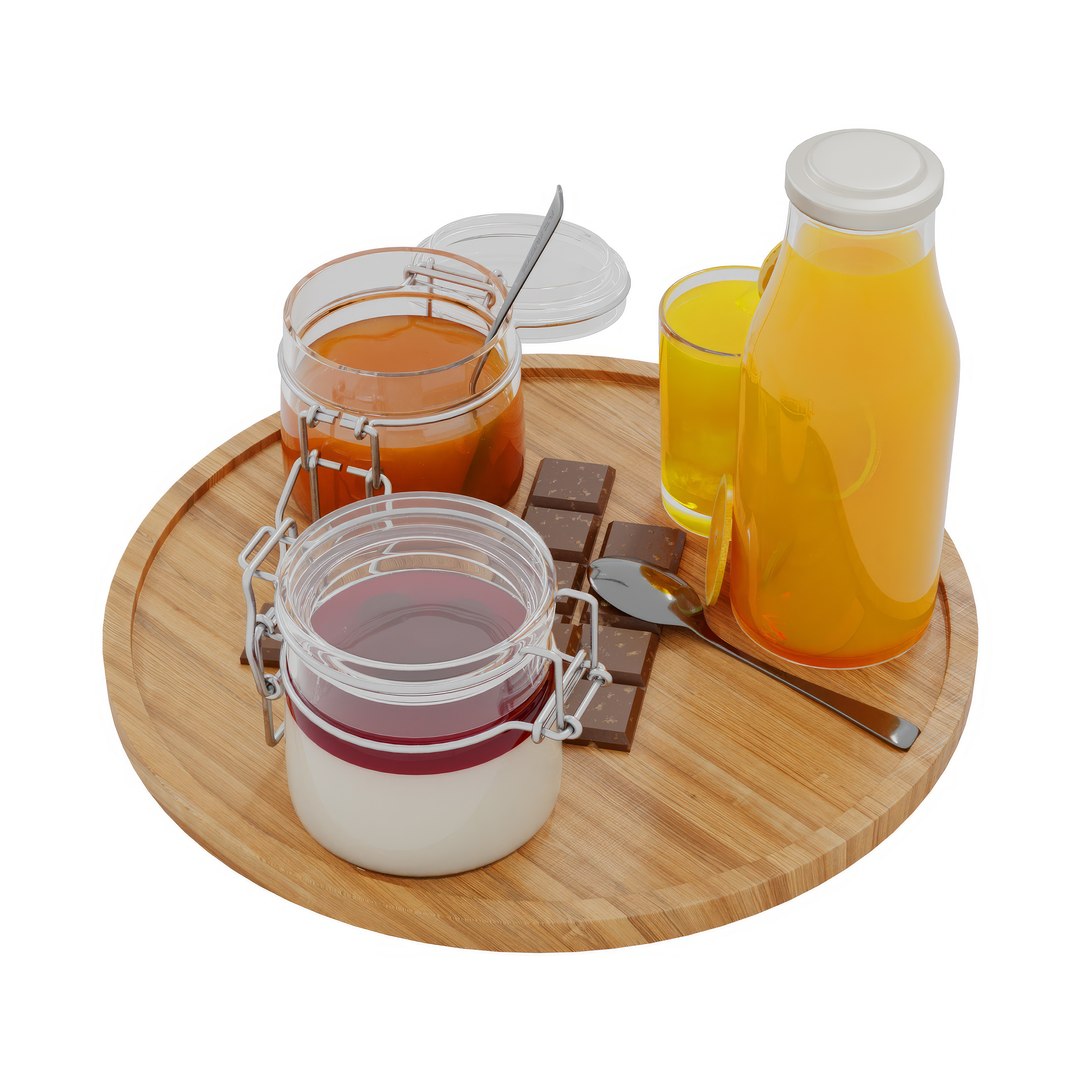 3D Model Jam And Orange Juice And Chocolate - TurboSquid 2331885
